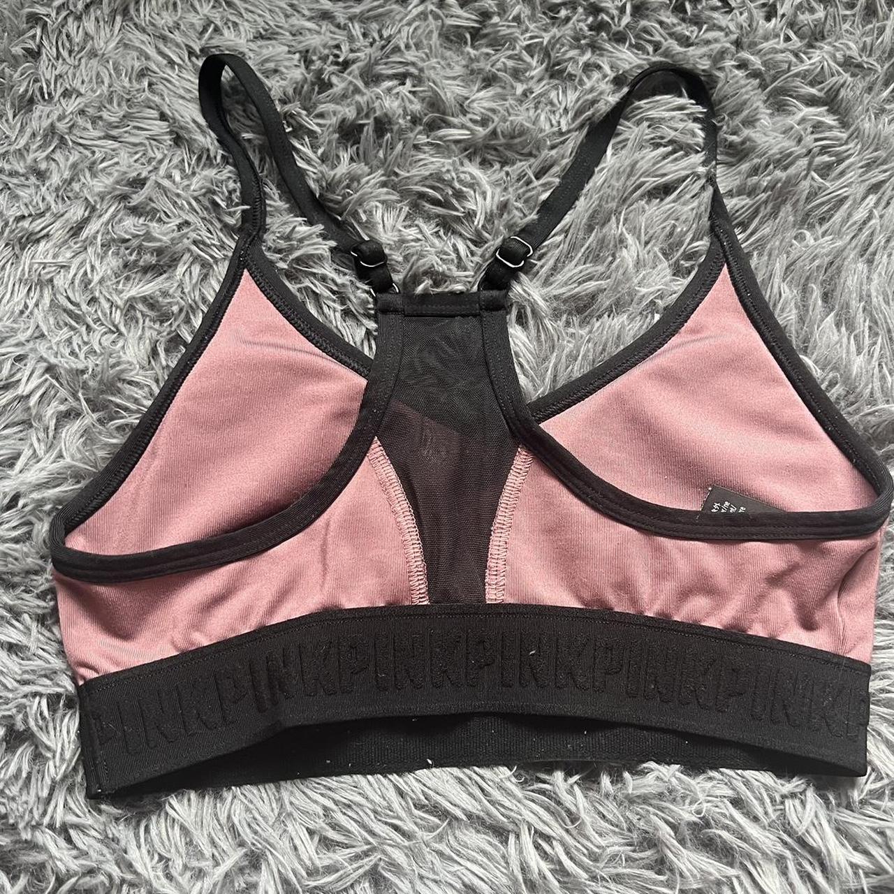 Victoria's Secret Women's Pink and Black Bra | Depop