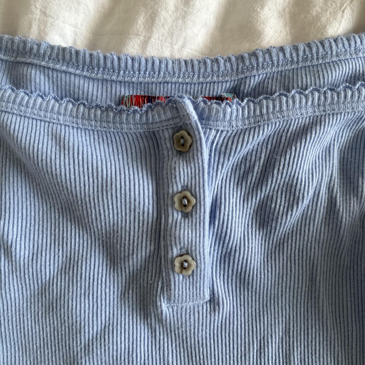 UO baby blue square neck ribbed top with a rounded... - Depop