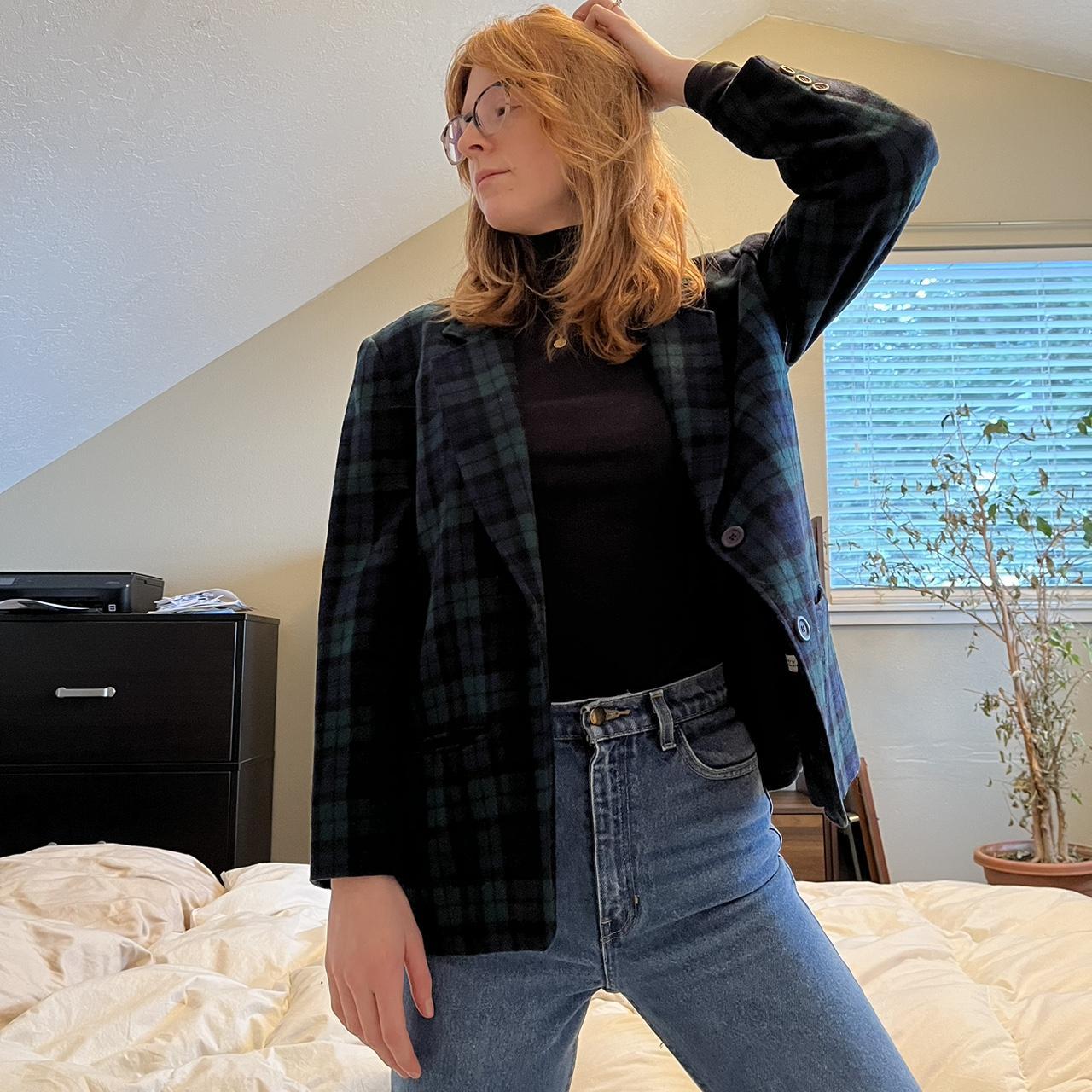 Pendleton Women's Navy and Green Tailored-jackets | Depop