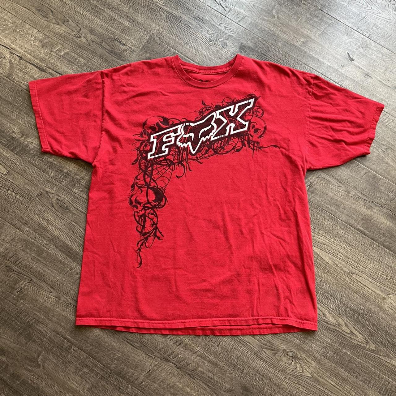 Fox Racing Men's Red and Black T-shirt | Depop
