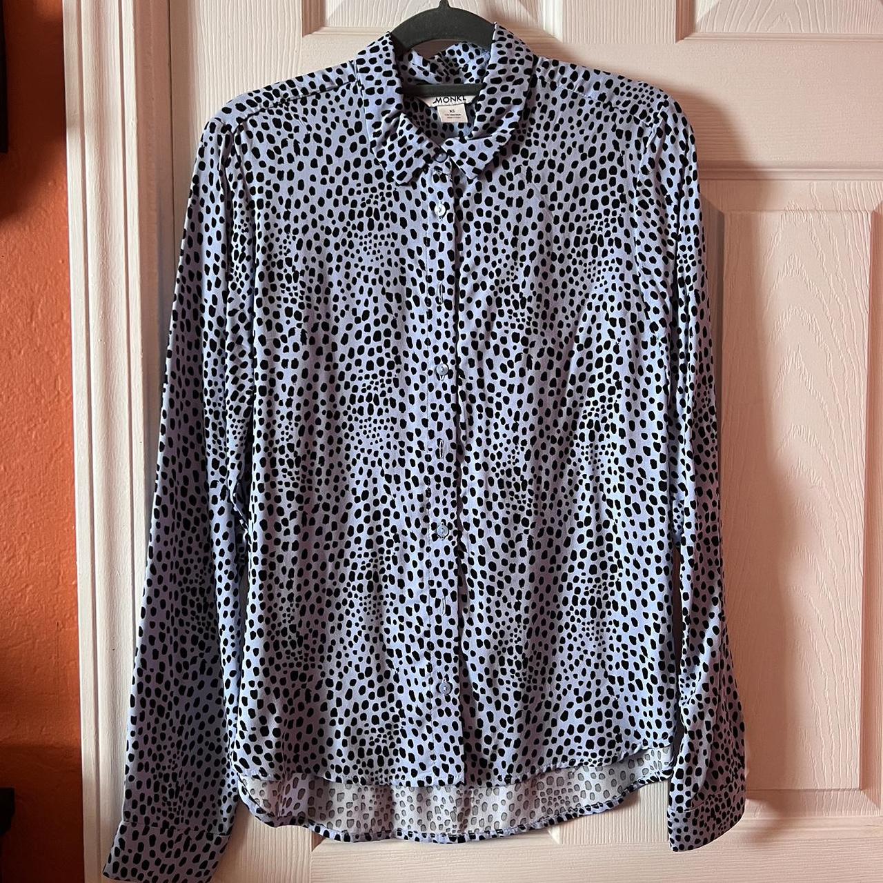 Monki Women's Blue and Black Blouse | Depop