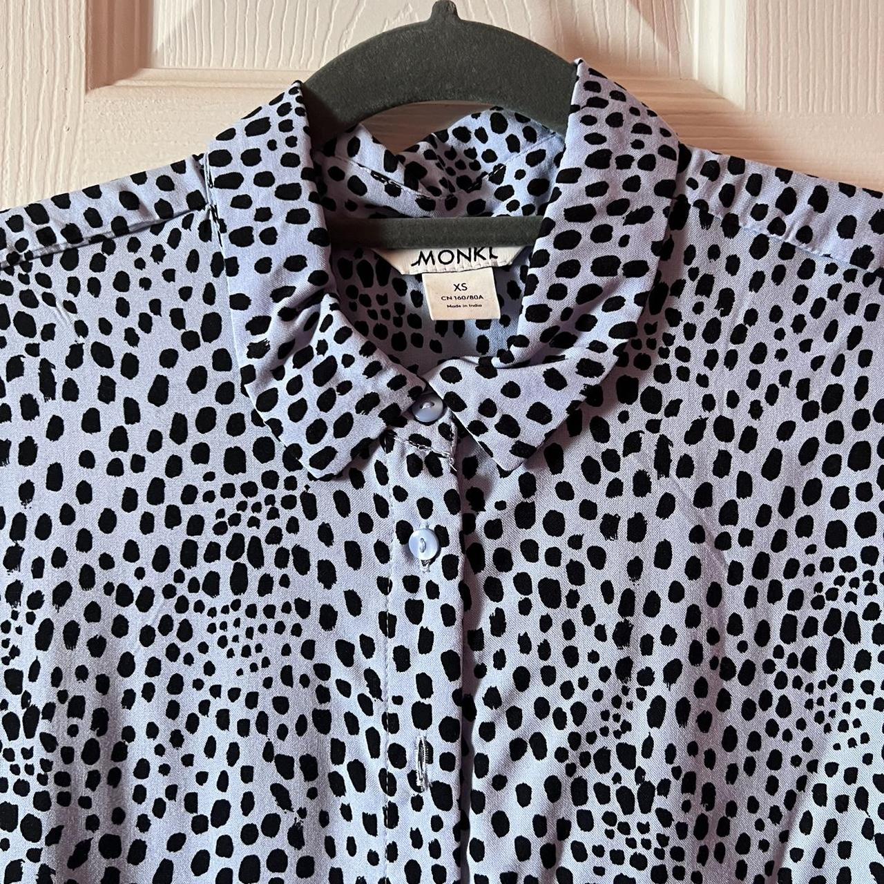 Monki Women's Blue and Black Blouse | Depop