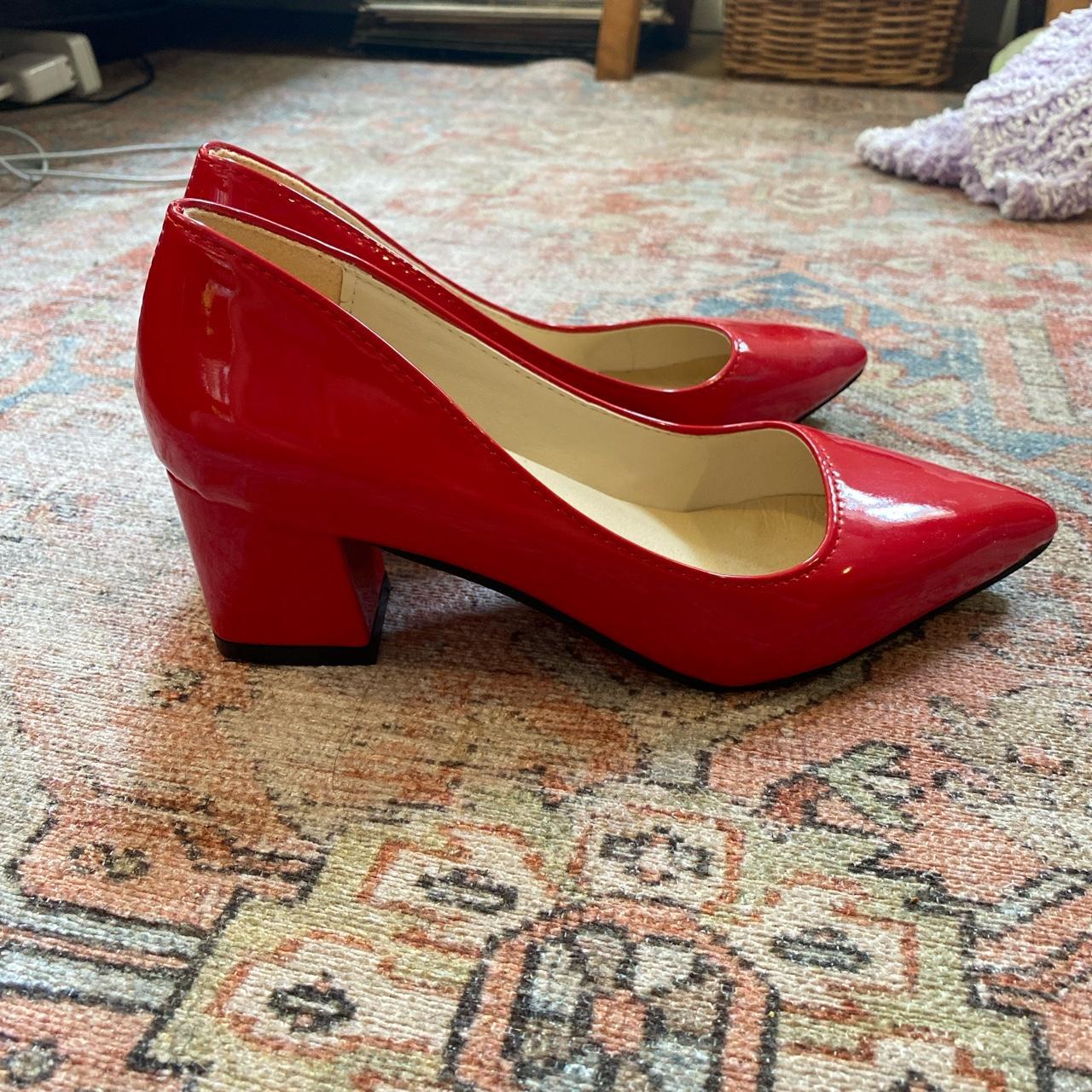 red pointed block heels remind me of repetto ballet... - Depop