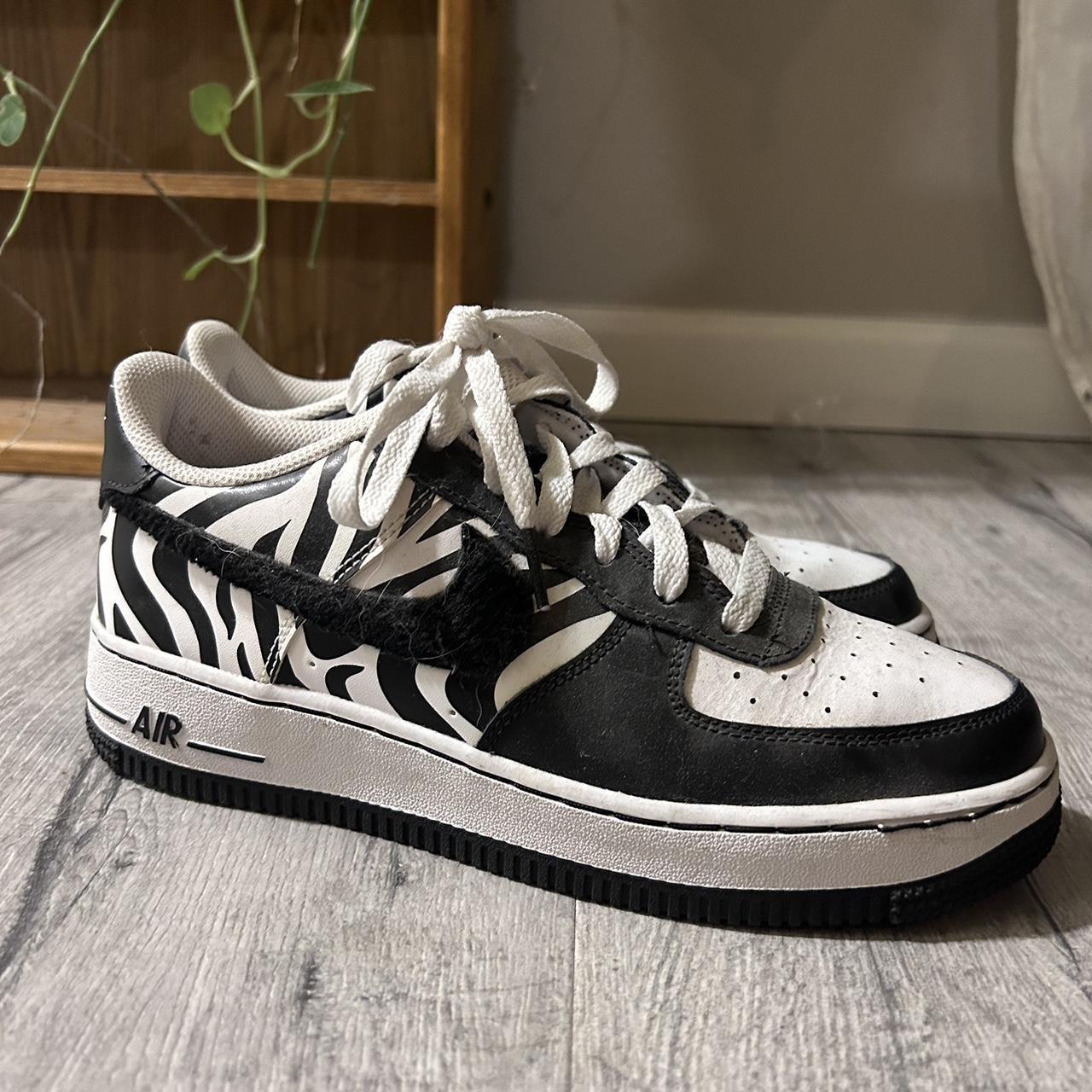 Nike Air Forces with dope zebra pattern. Good... - Depop
