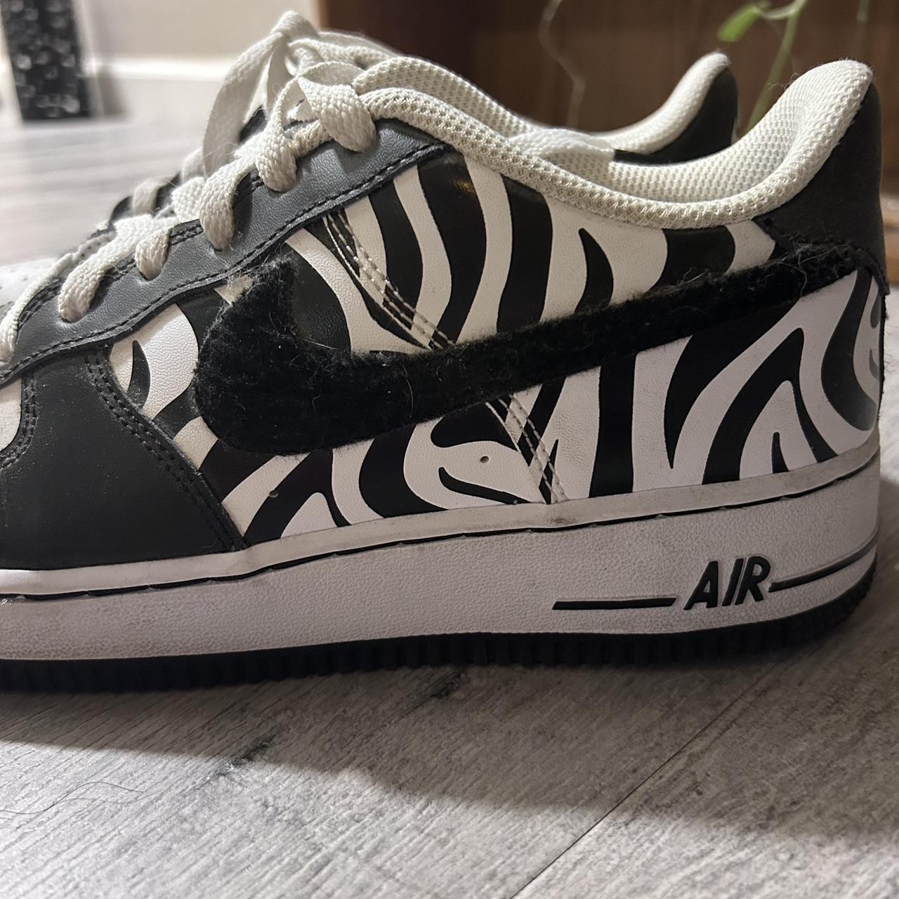 Nike Air Forces with dope zebra pattern. Good... - Depop