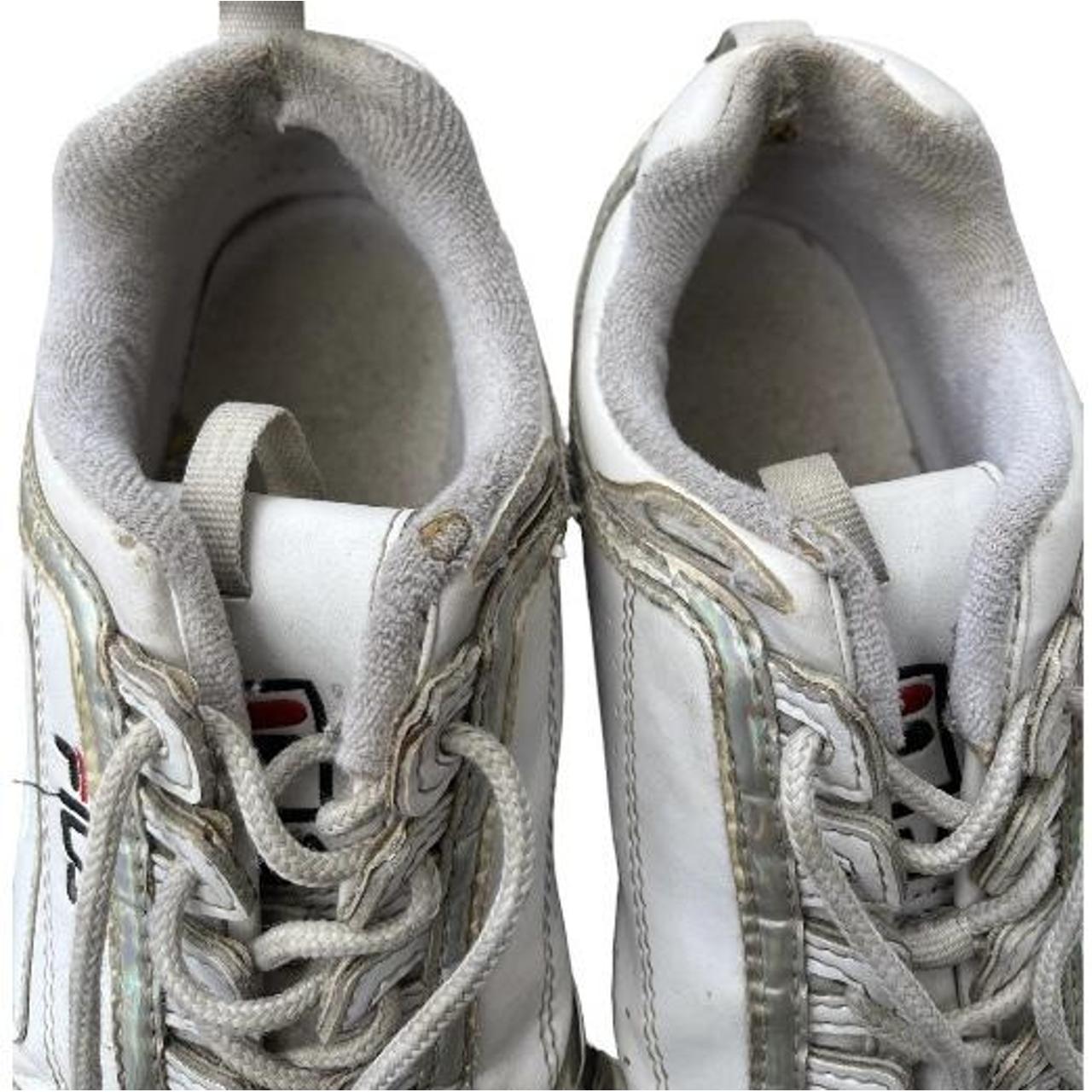 White holographic trim fila trainers Have been worn... - Depop