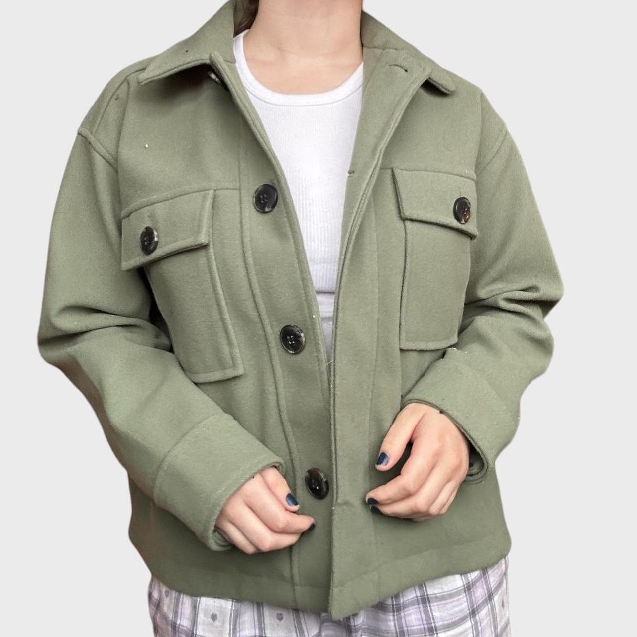 primark khaki green jacket / shacket size S, would... - Depop
