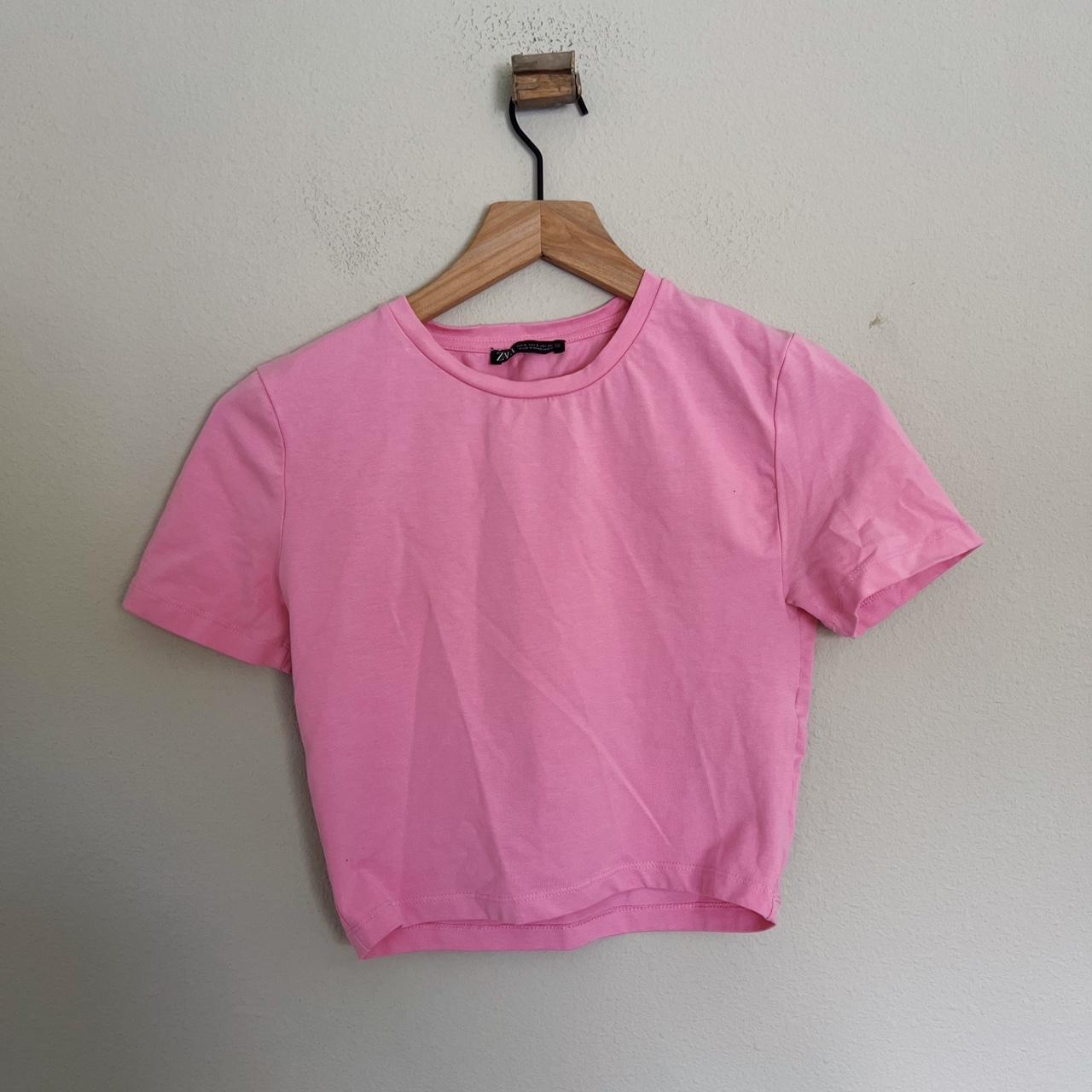 Zara Women's Pink T-shirt | Depop