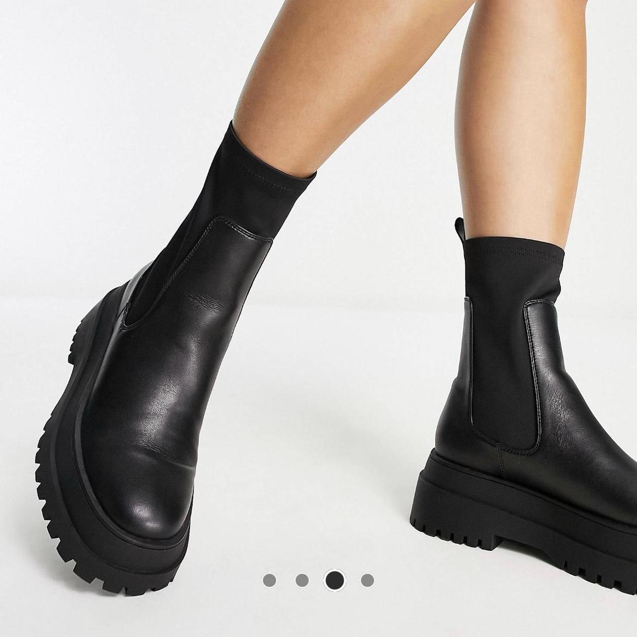 London Rebel chunky sock boots Black Size UK... - Depop