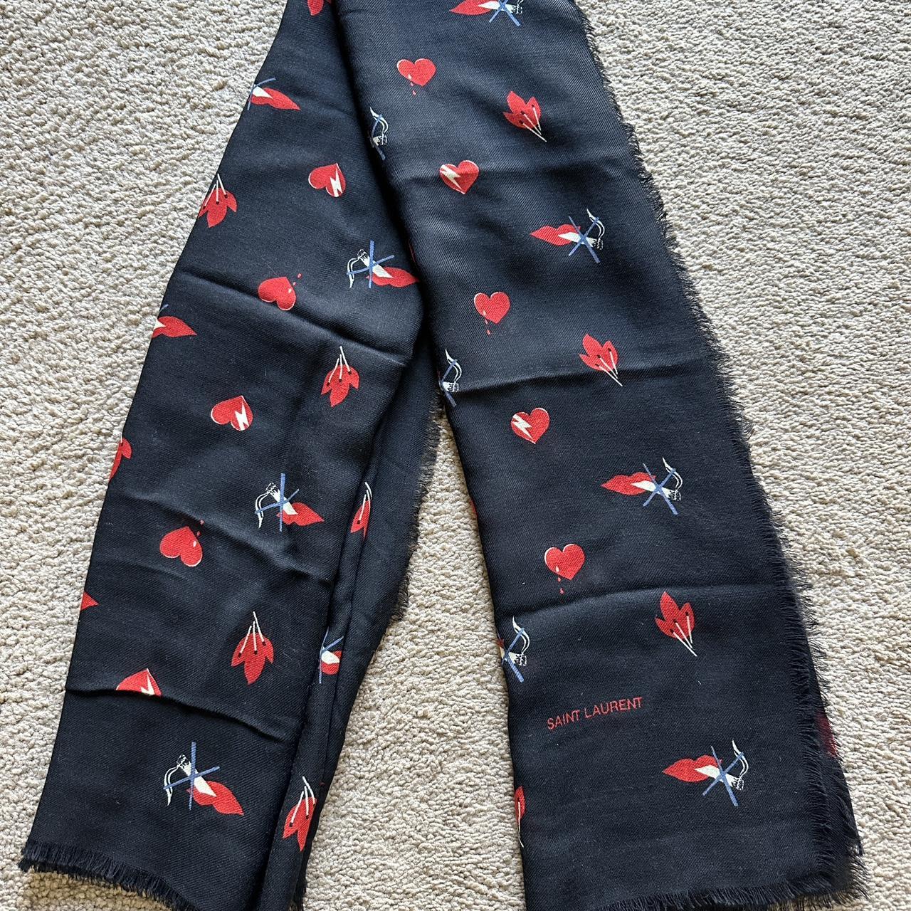 Saint Laurent Paris Black scarf with hearts,... - Depop