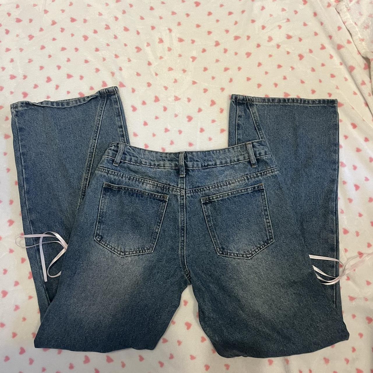 BLUE edikted JEANS pink ribbon lace up ribbon is... - Depop