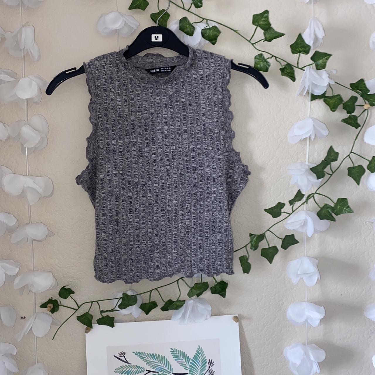 Shein Grey Ribbed Vest Top Size S. soft thin... - Depop