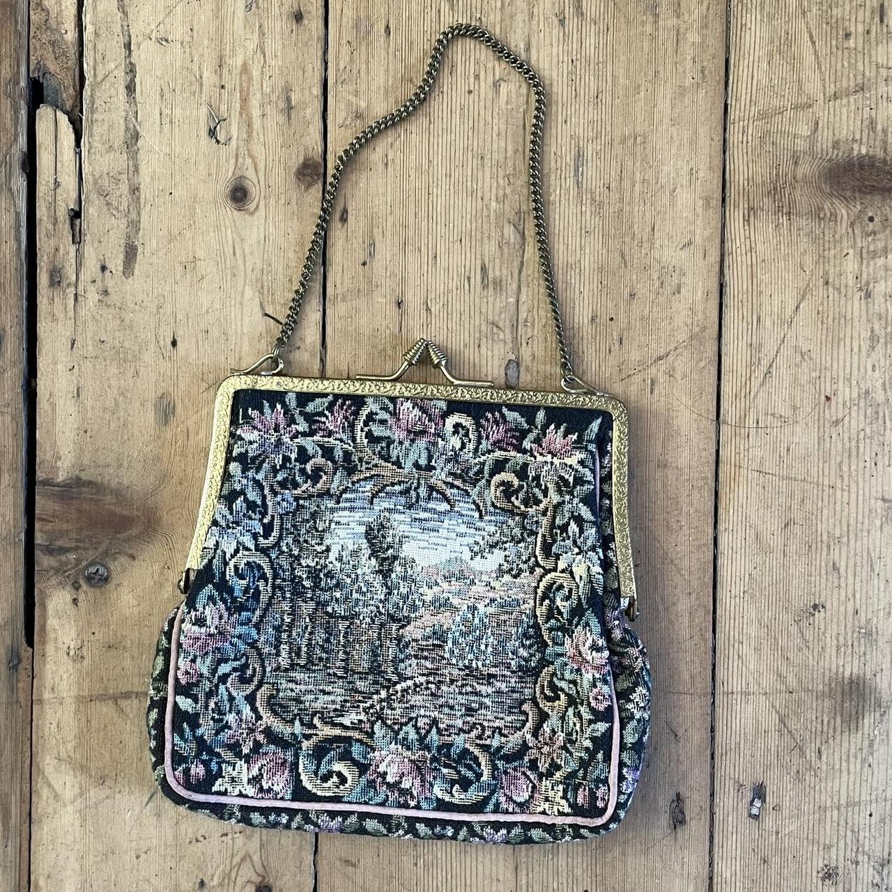 tapestry bag / purse gold finish could be restrapped... - Depop
