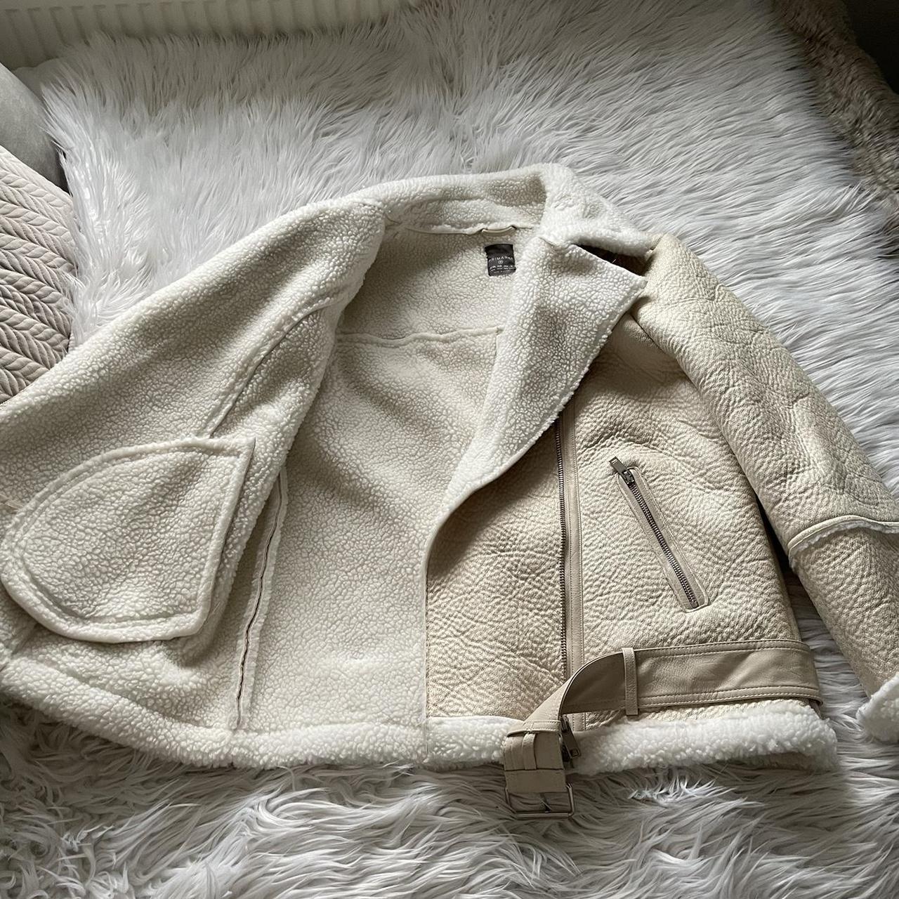Primark Cream Aviator Jacket size Medium Great... - Depop