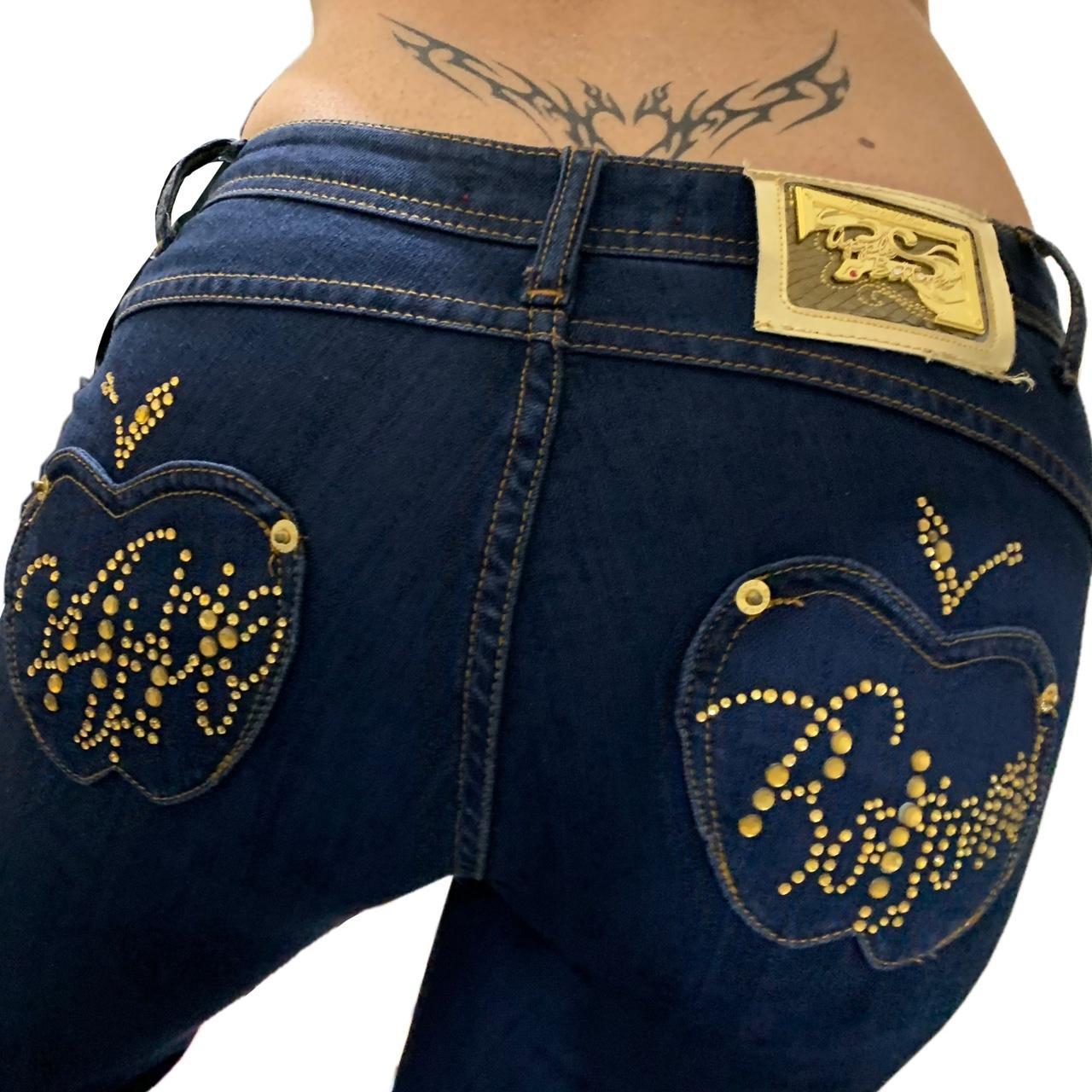 apple bottom jeans in navy denim ★ if u own fur... - Depop