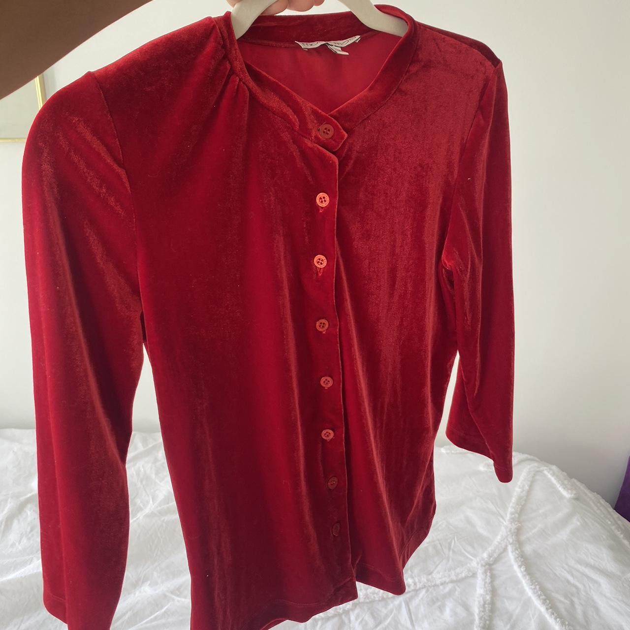Moa Moa Red Velvet Cardigan Buttoned Shirt #moamoa... - Depop