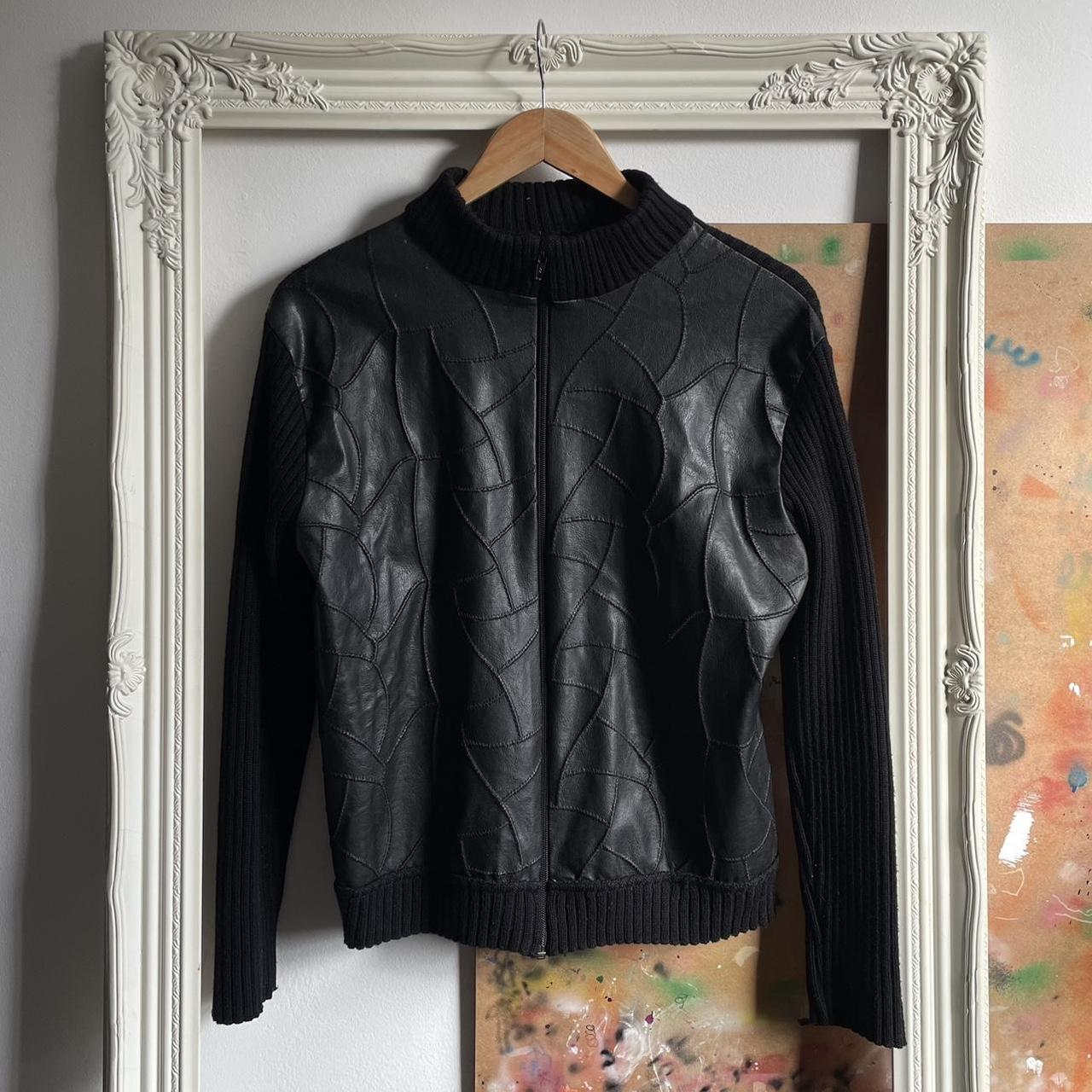 Knitted zip up jacket. Ribbed knit jumper with... - Depop