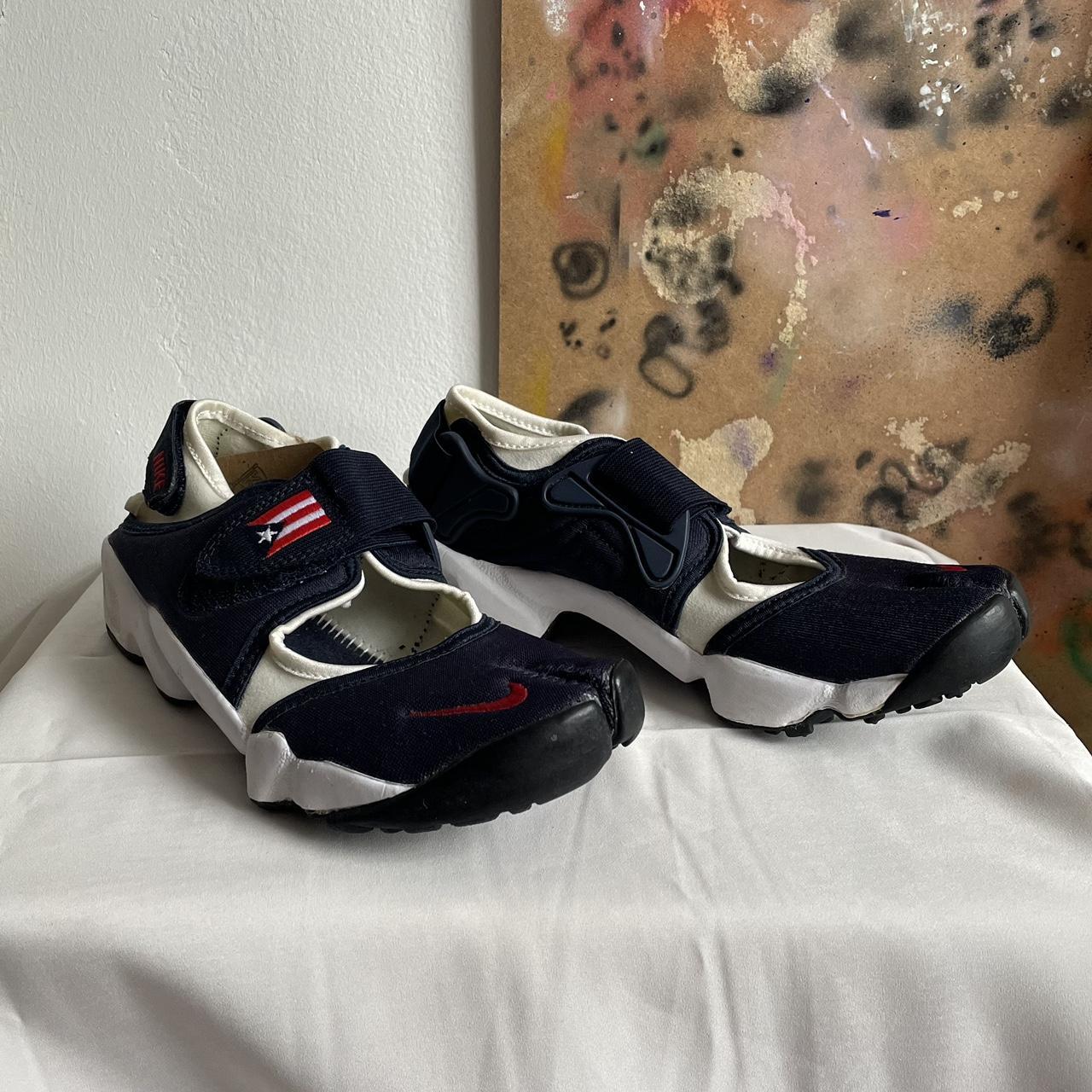 Nike Air Rift trainers. Navy and white colourway... - Depop