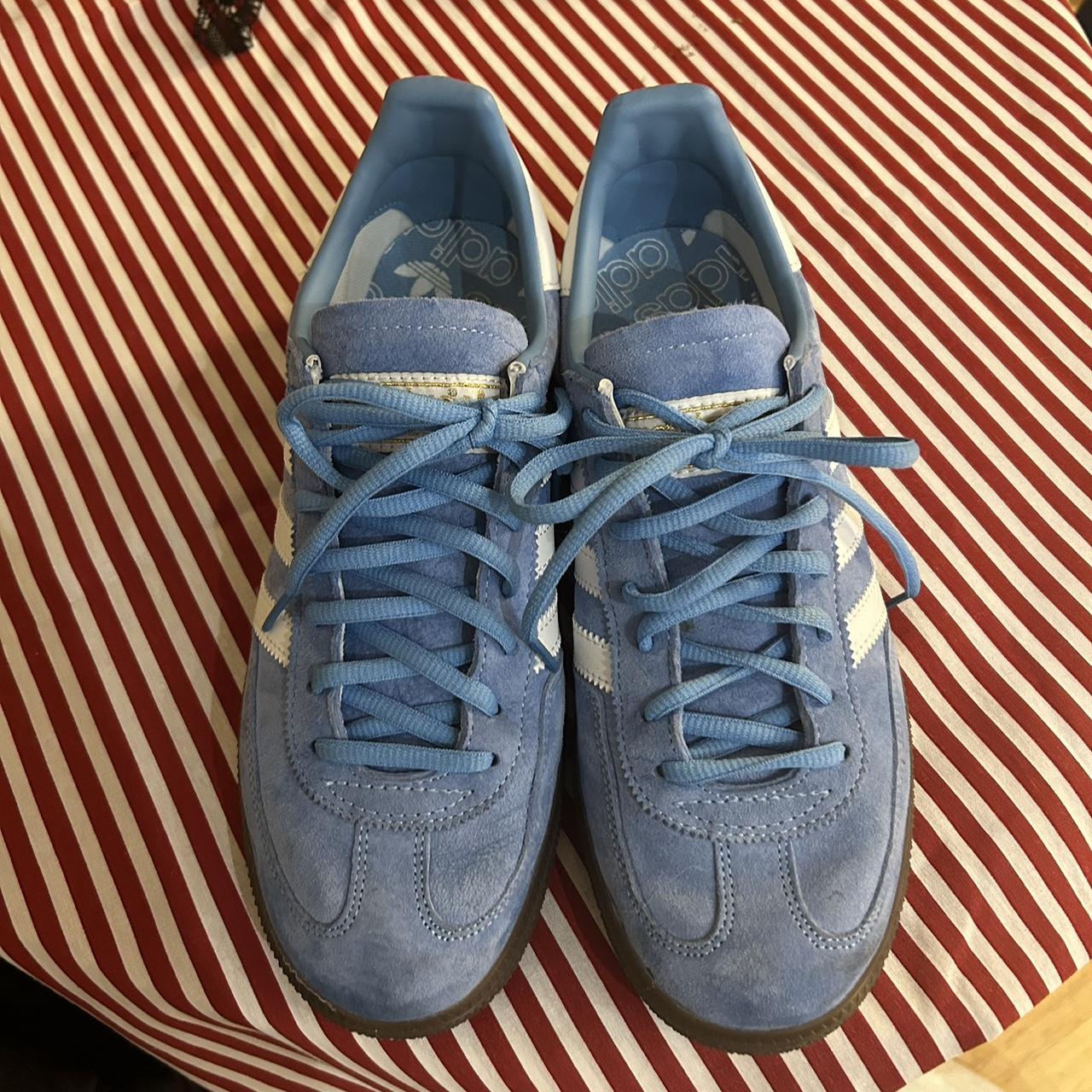 Adidas Handball Spezial in light blue with a gum... - Depop