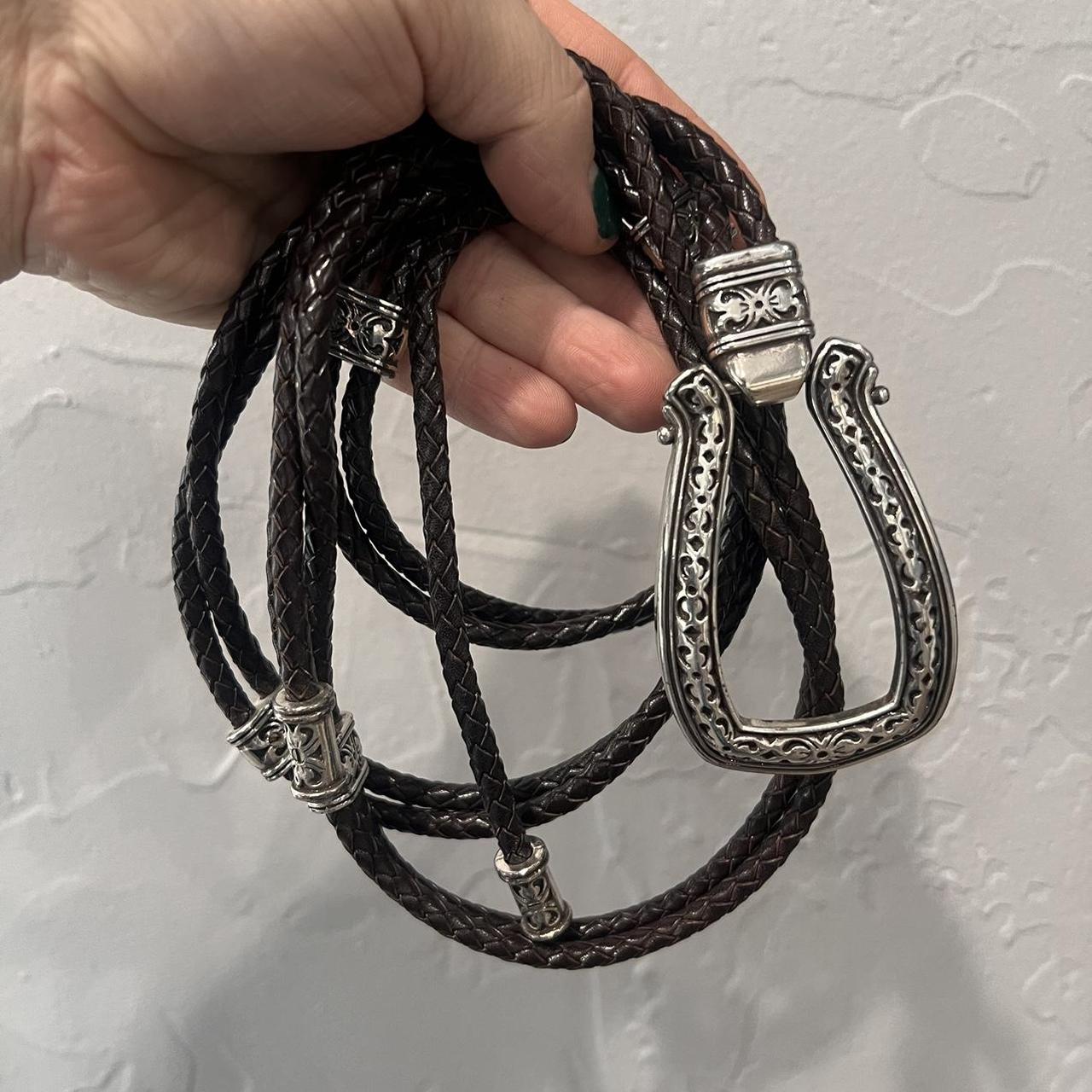 Vintage Western Braided Leather Lasso Rope Belt... - Depop