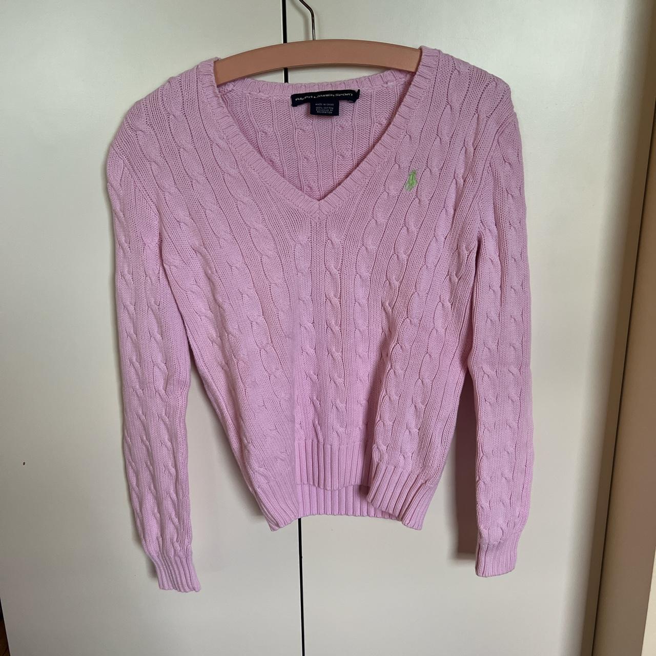Polo Ralph Lauren sport pink knit v-neck top in a... - Depop