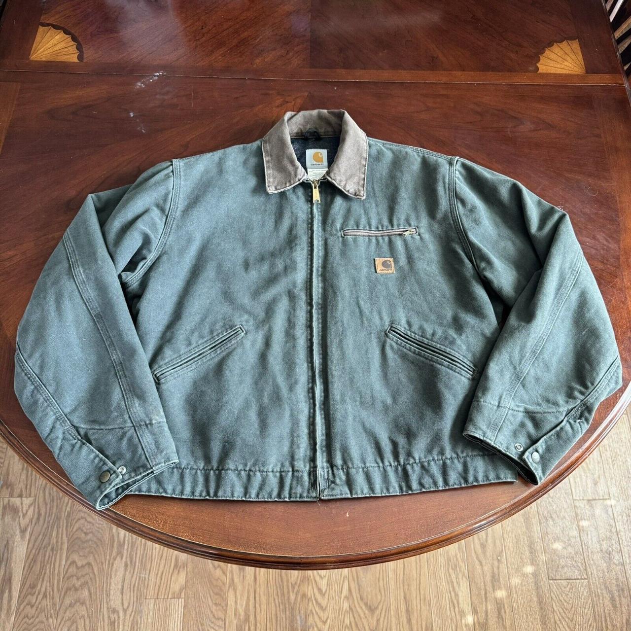 VTG 90s Carhartt Blanket Lined Detroit J97 MOS Green... - Depop