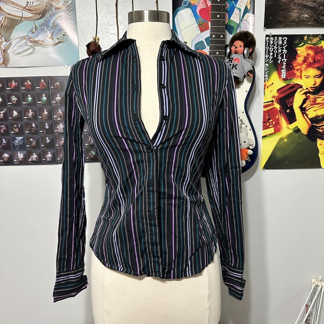 coolest express striped button down so flattering on... - Depop