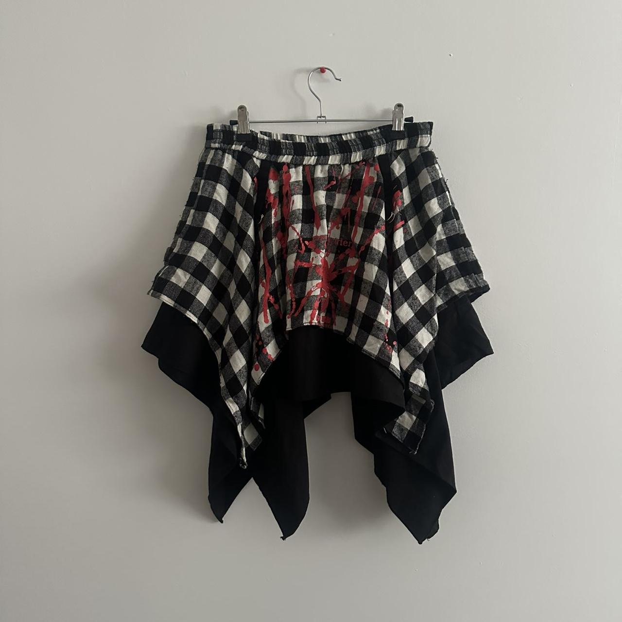 plaid gingham goth punk mini skirt with spider... | Depop