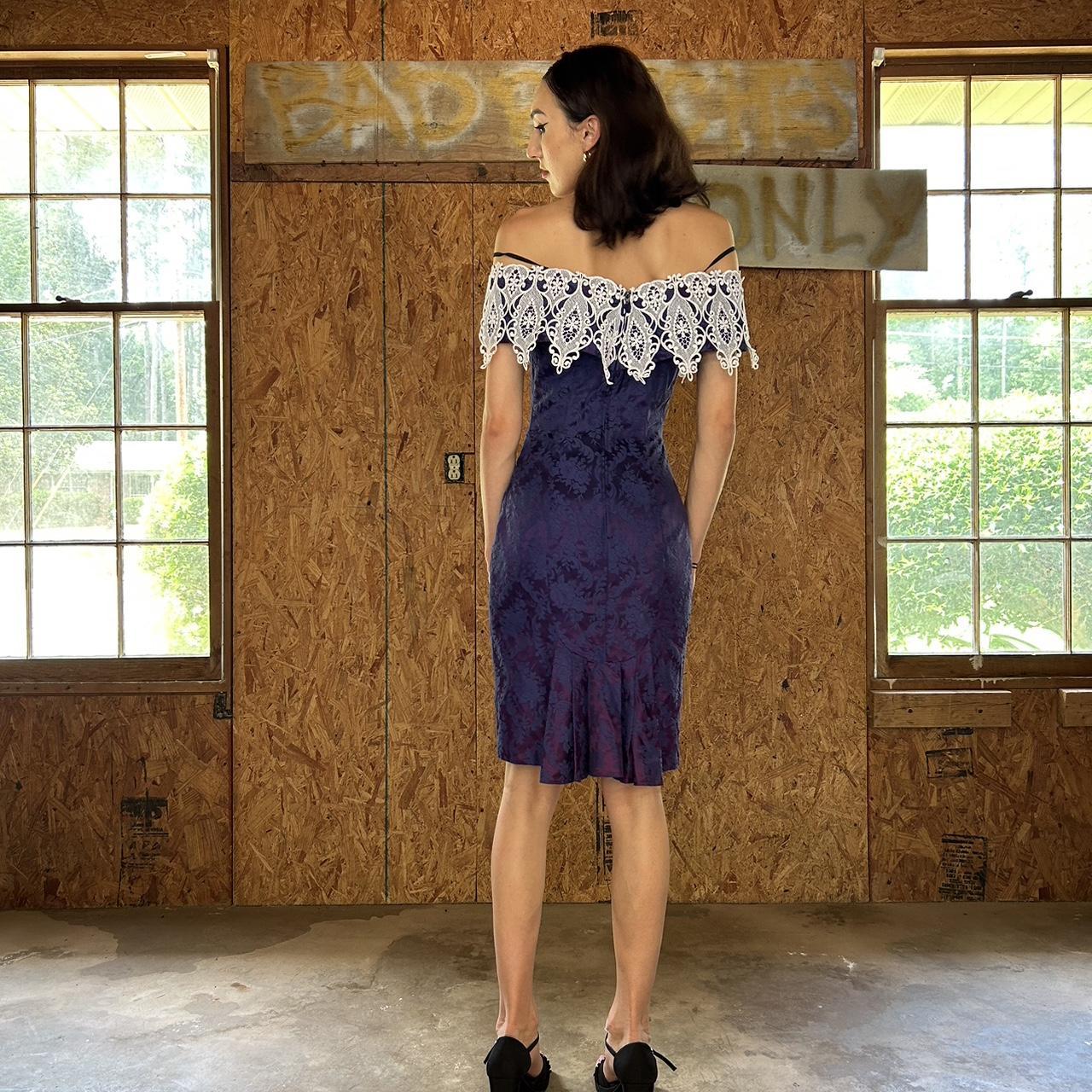 vintage late 80s/early 90s metallic off the shoulder... - Depop