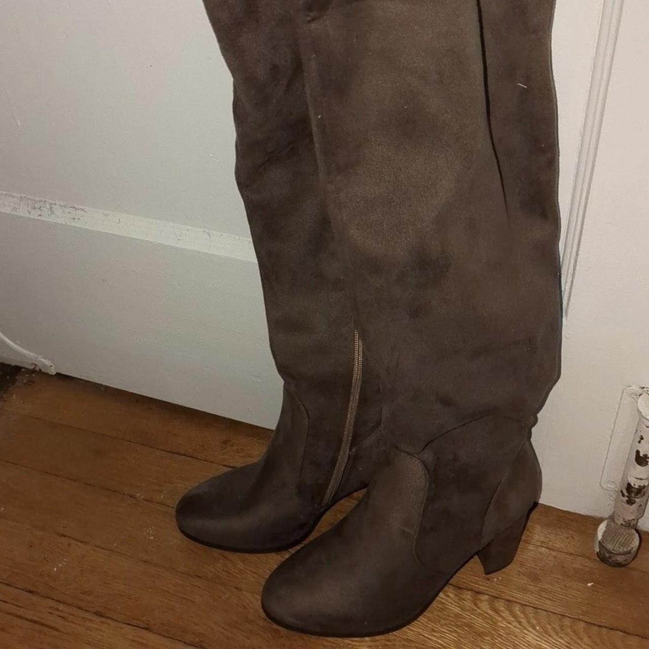 Taupe Thigh High Suede Boots 👢 Only tried on, never... - Depop
