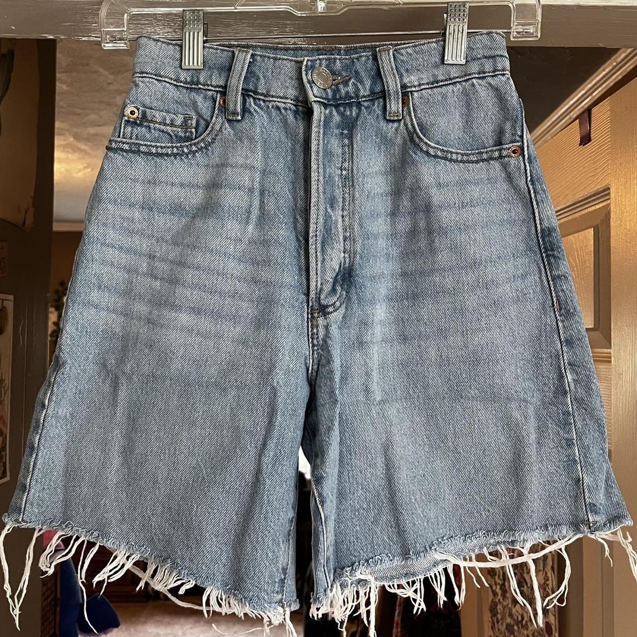 ultra high-waisted garage denim jorts with frayed... | Depop