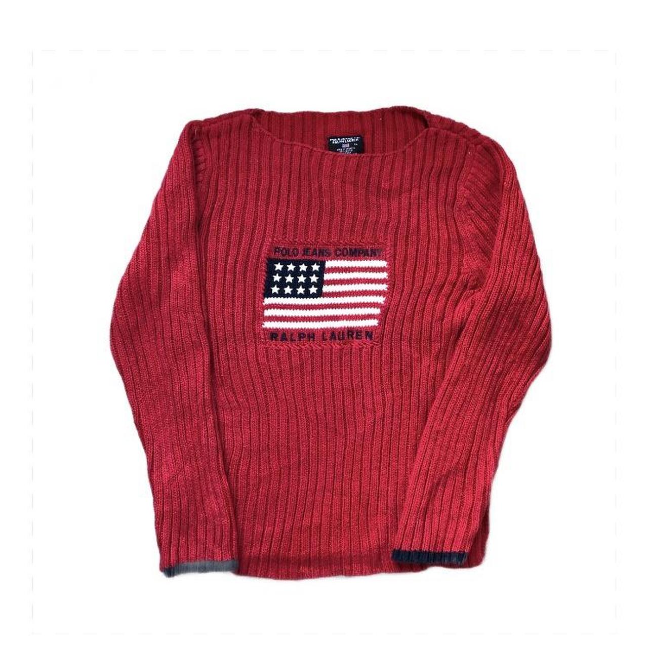 Red Ralph Lauren flag sweater • lovely vintage... - Depop