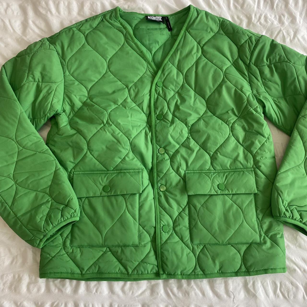 Reclaimed Vintage unisex quilted green jacket Brand... - Depop