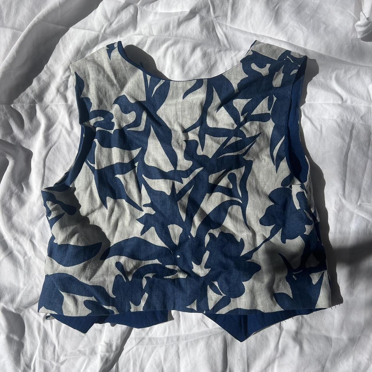 ÉSS THE LABEL Lottie Linen Waistcoat - Cobalt... - Depop