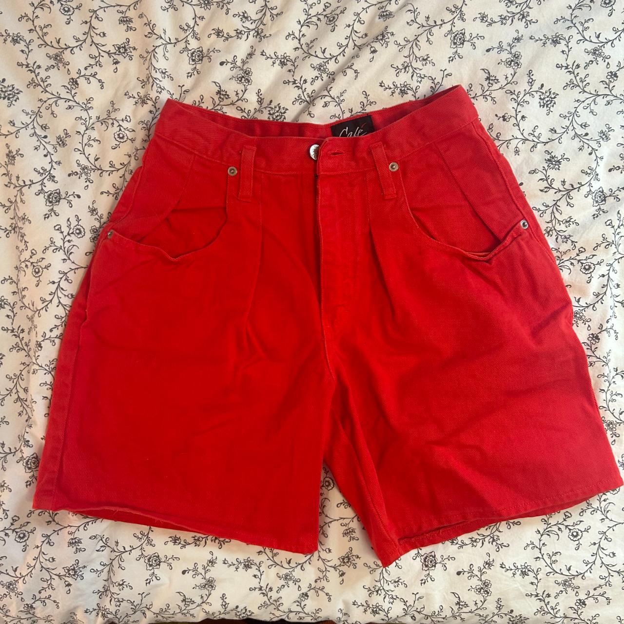 Vintage pleated red shorts -high wasted and go to... - Depop