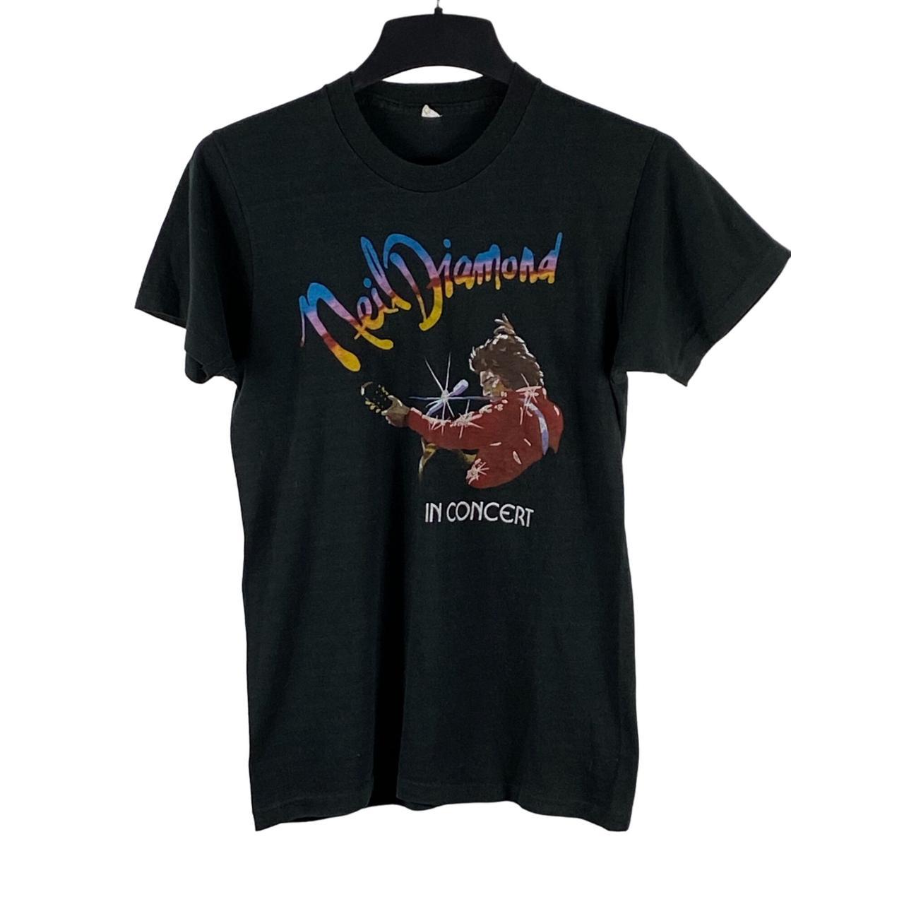 Vintage Neil Diamond in Concert Tee Shirt Black Size... - Depop