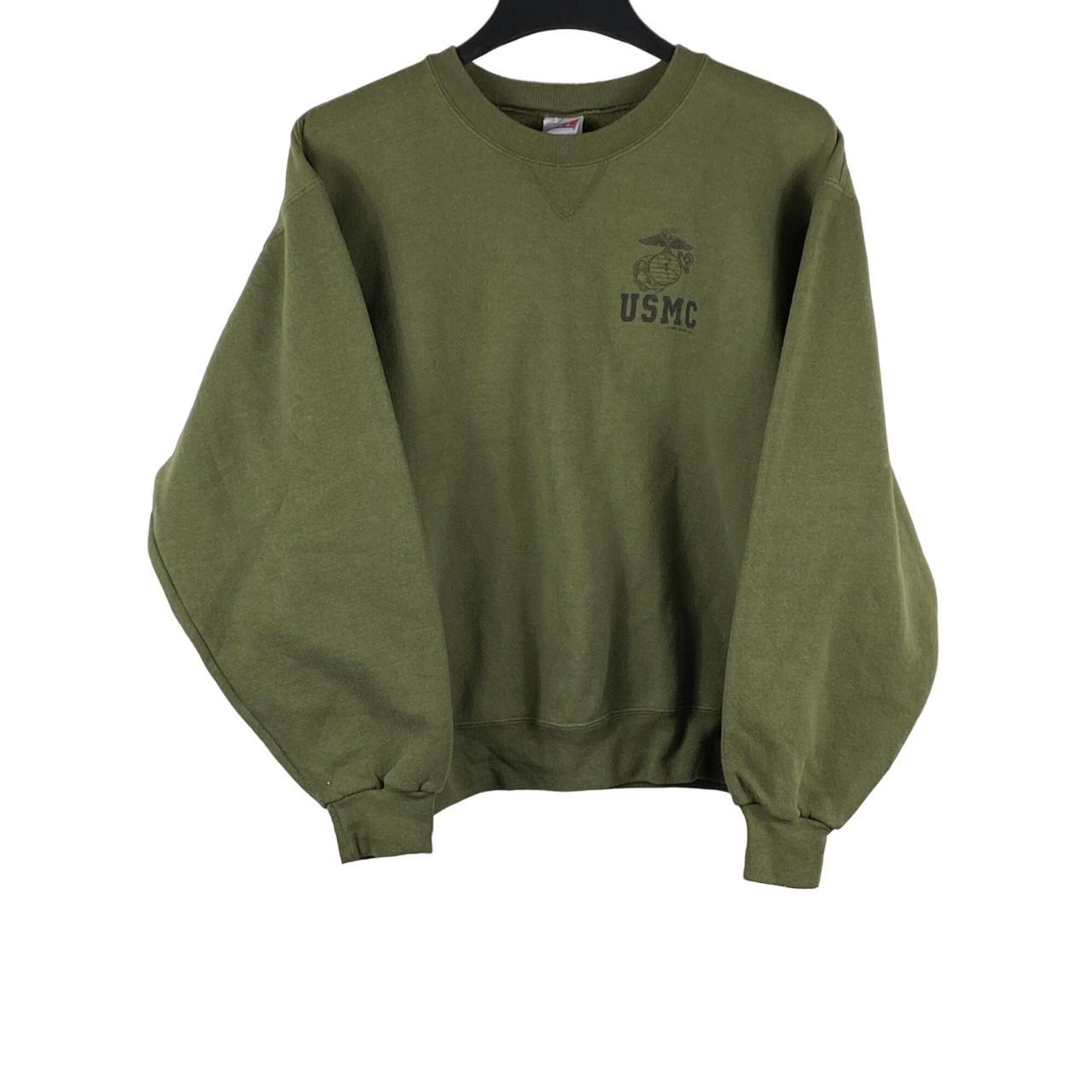 Vintage Soffe USMC Pullover Sweatshirt Olive Green... - Depop