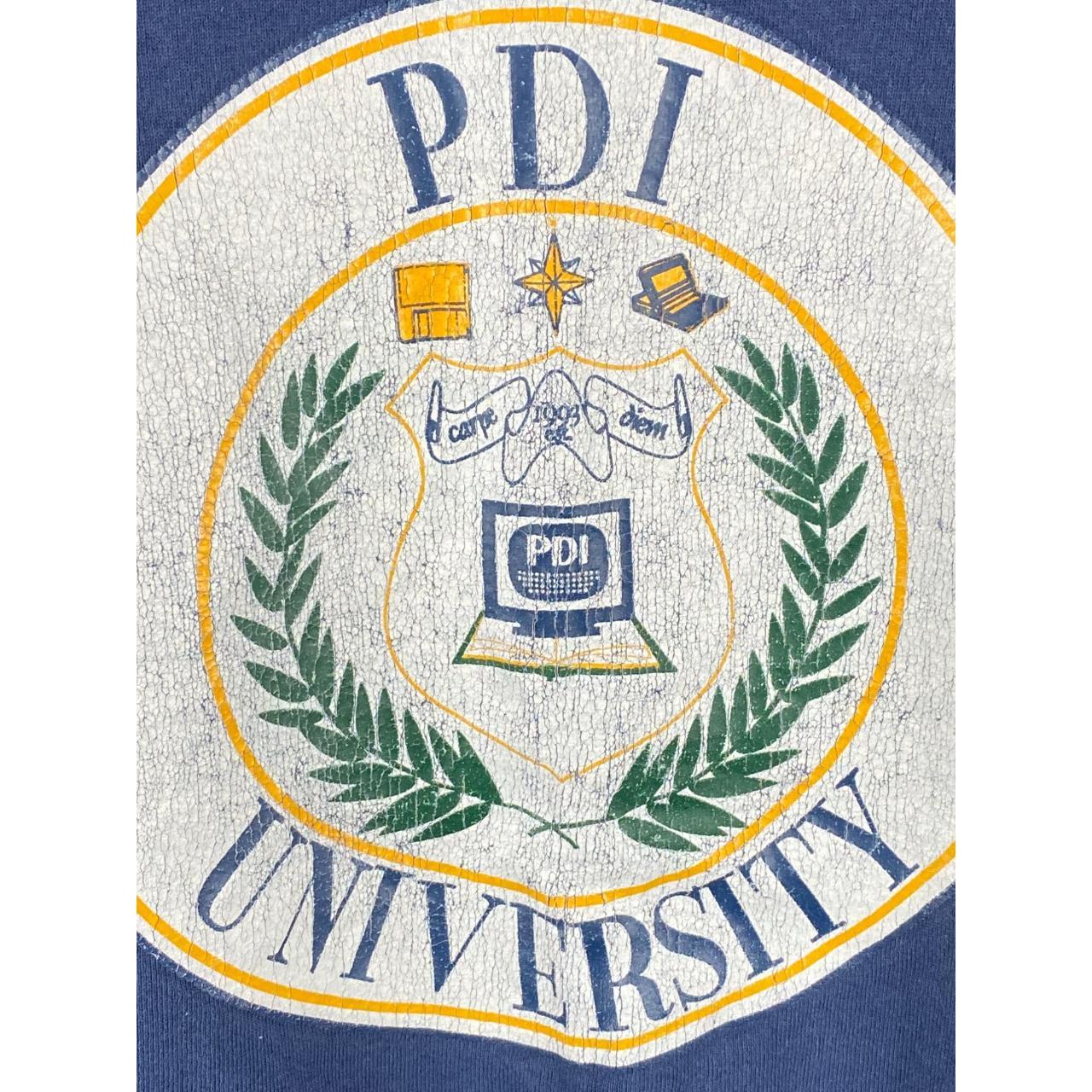 Vintage PDI University Pullover Sweatshirt Navy Blue... - Depop