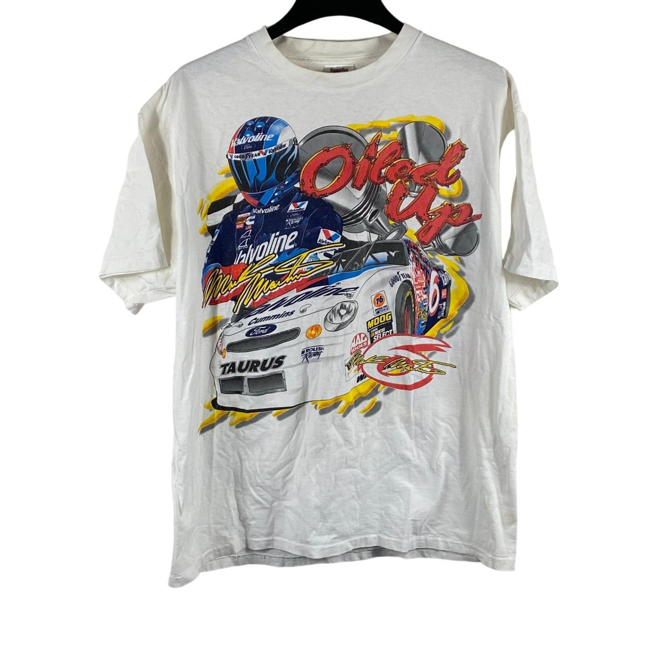 Vintage 90's Oneita Mark Martin 'Oiled Up' Racing... - Depop