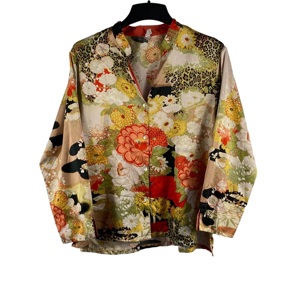 Vintage Natori Floral Button Up Tops Multicolor (See... - Depop