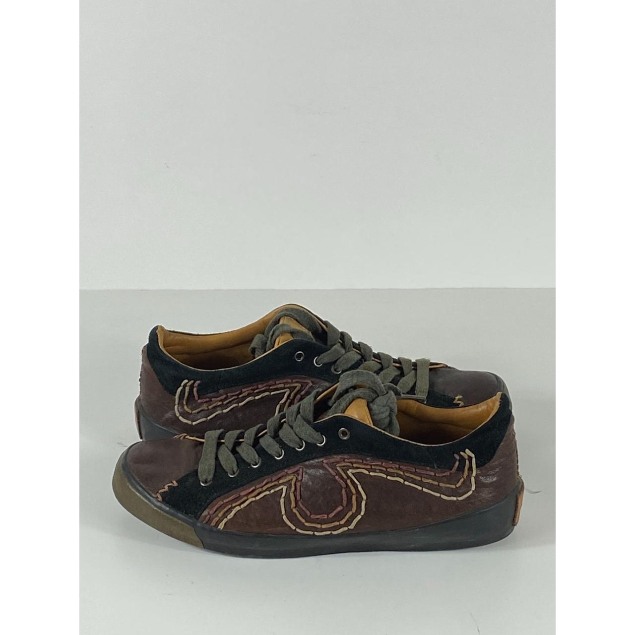 True Religion Leather Upper Low Top Lace Up Sneakers... - Depop