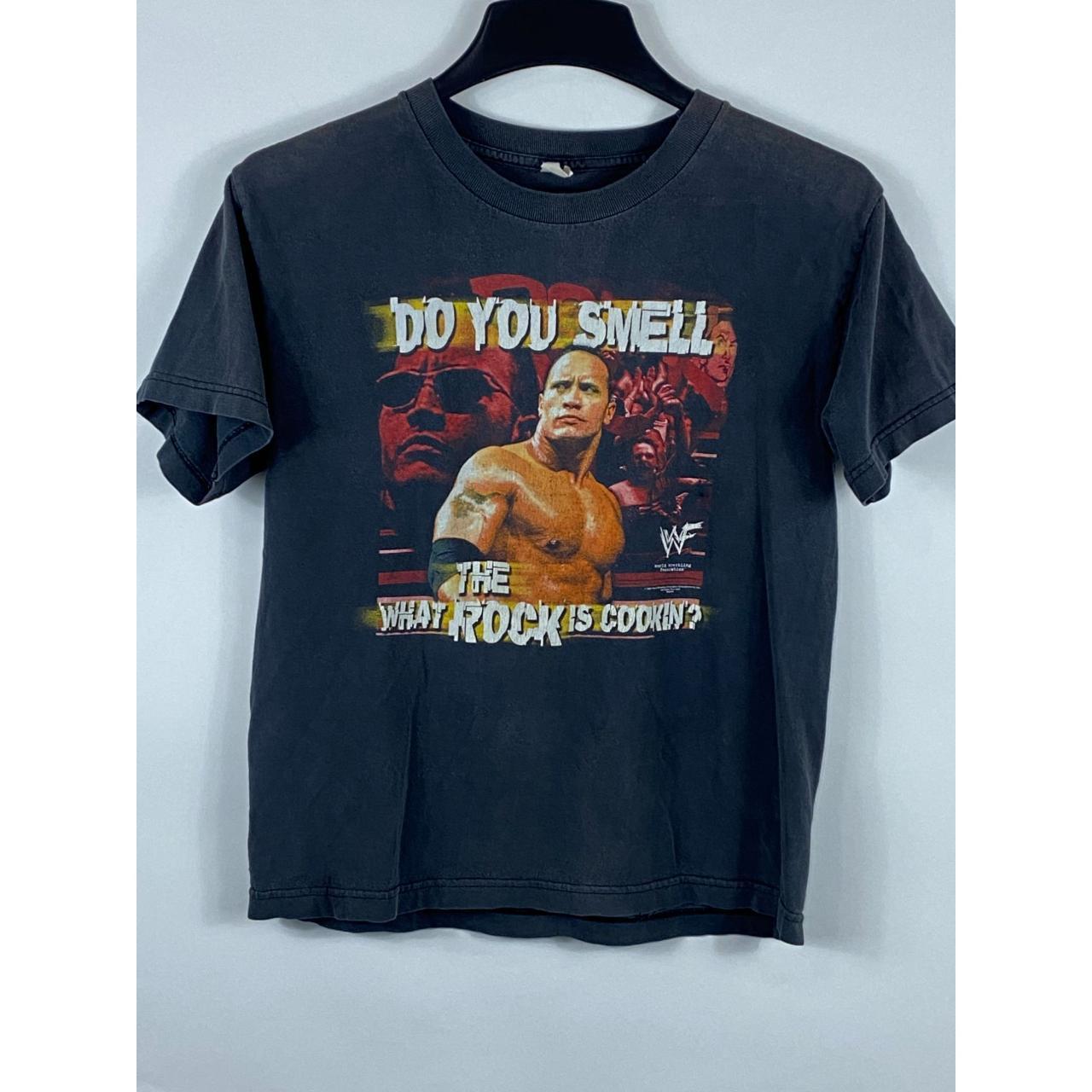 Vintage WWE The Rock Graphic Tee Shirt Black Large... - Depop