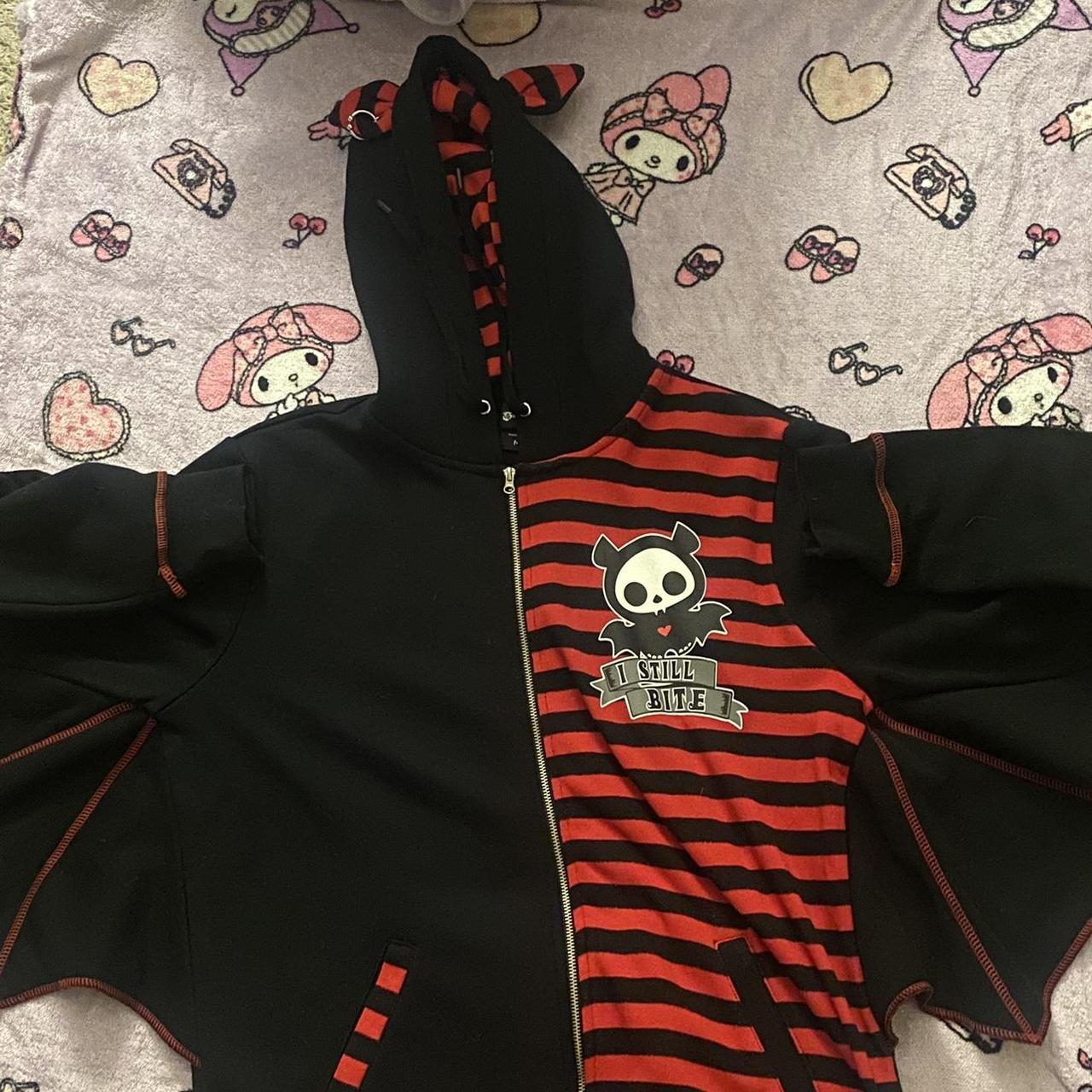 skelanimals red and black diego bat zip up from hot... - Depop