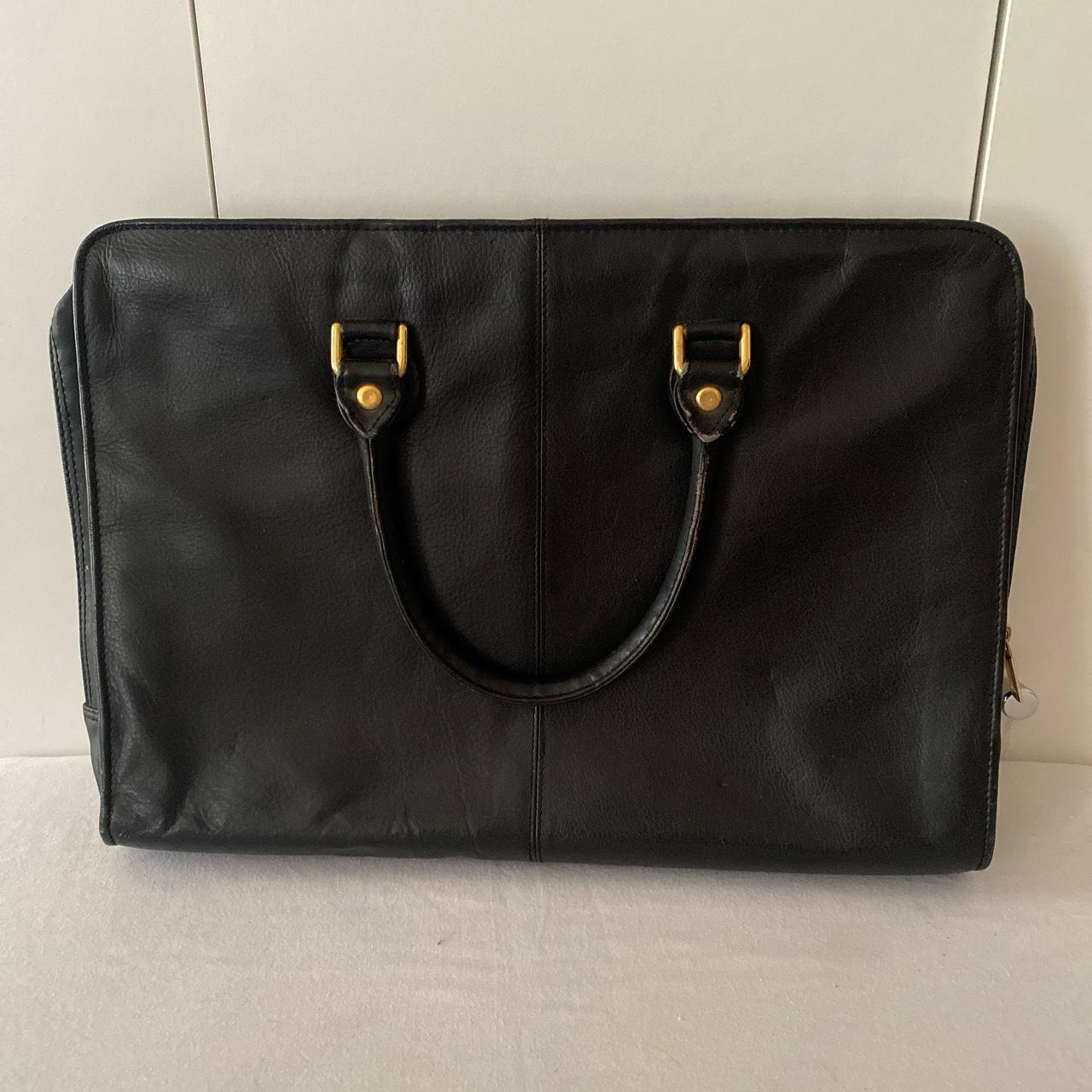 Vintage Pierre Balmain Black Leather Briefcase Tote... - Depop