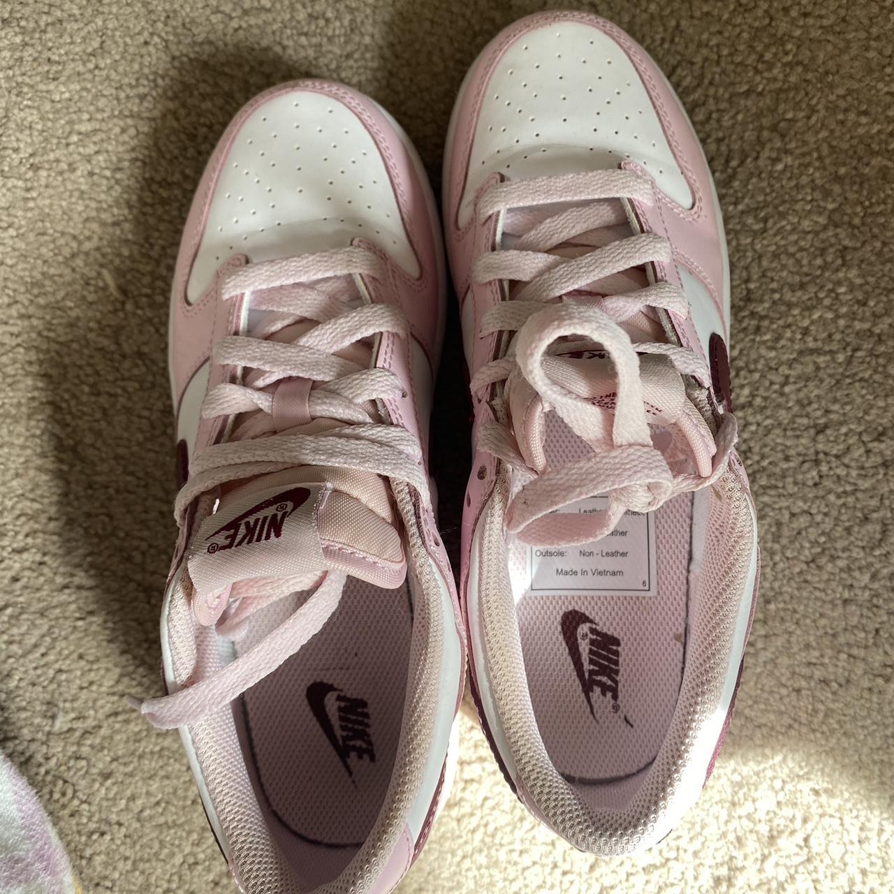Nike dunks in the sweetest pink and burgundy colour... - Depop