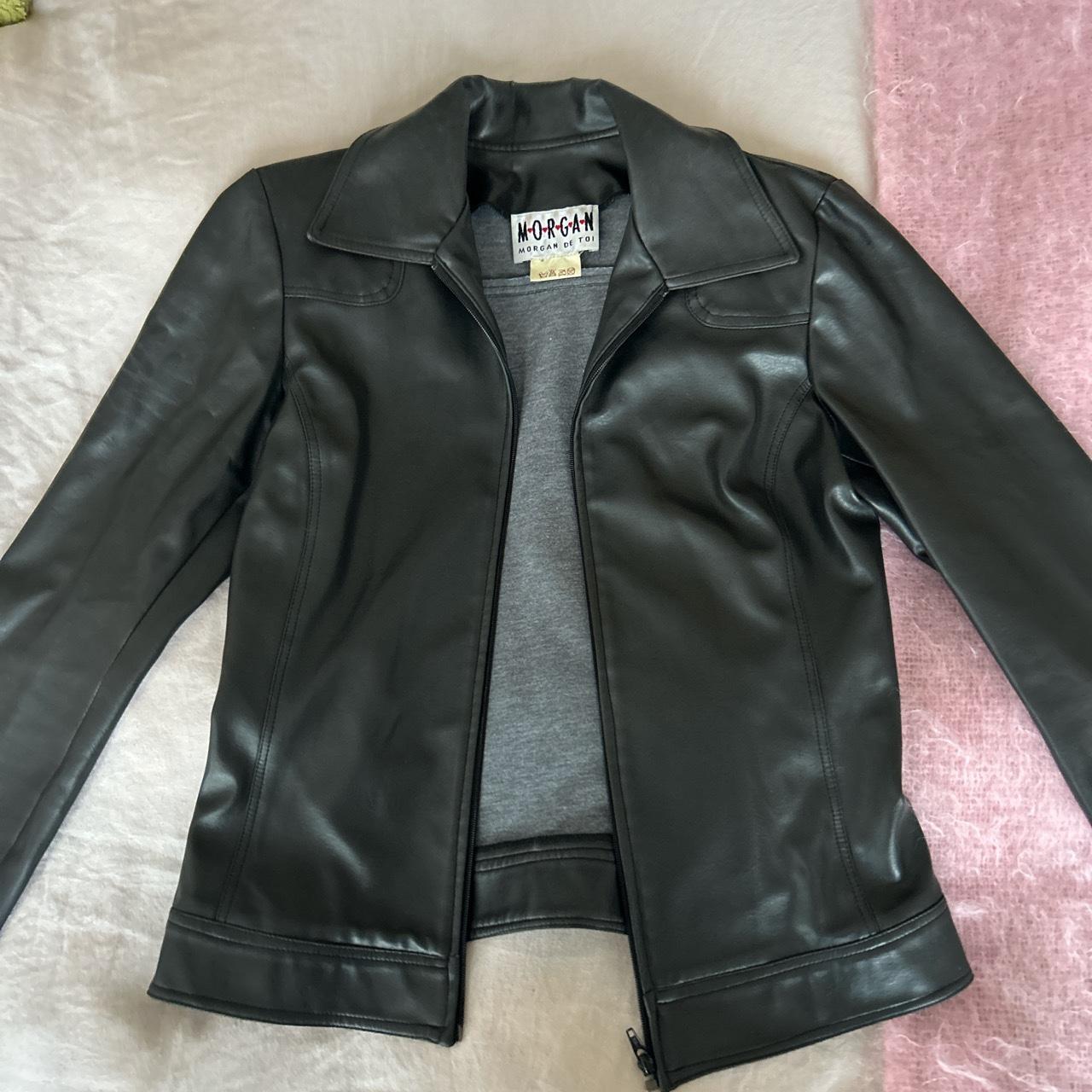 Morgan de toi black leather fitted jacket... - Depop