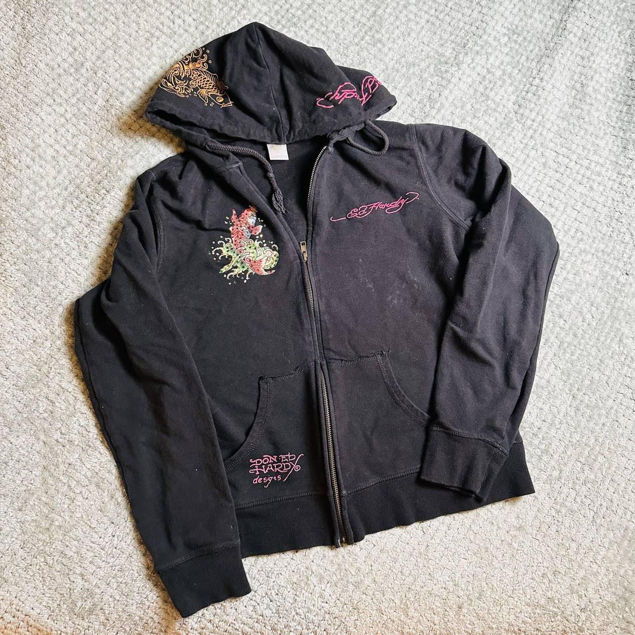 Ed Hardy Women's Black Sweatshirt | Depop