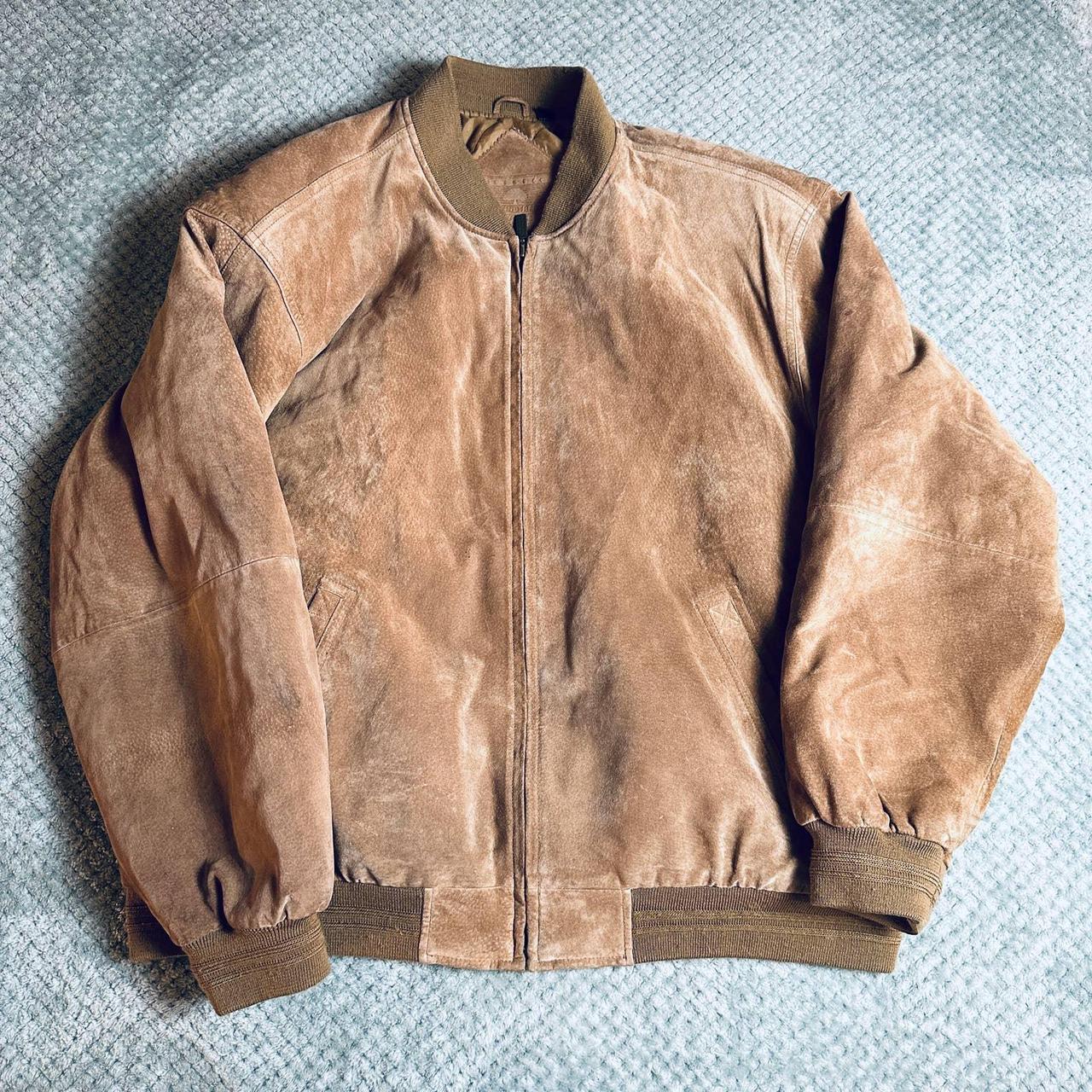 Vintage Retro ROUNDTREE&YO Brown Suede Bomber Jacket... - Depop