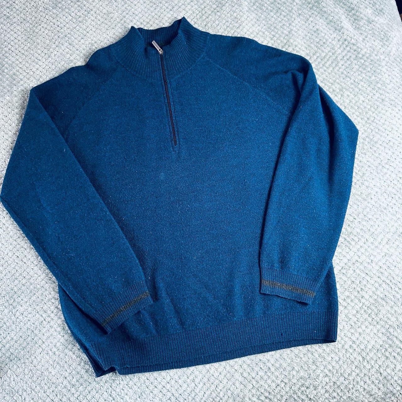 SMARTWOOL DEEP BLUE QUARTERZIP MERINO WOOL SWEATER... - Depop