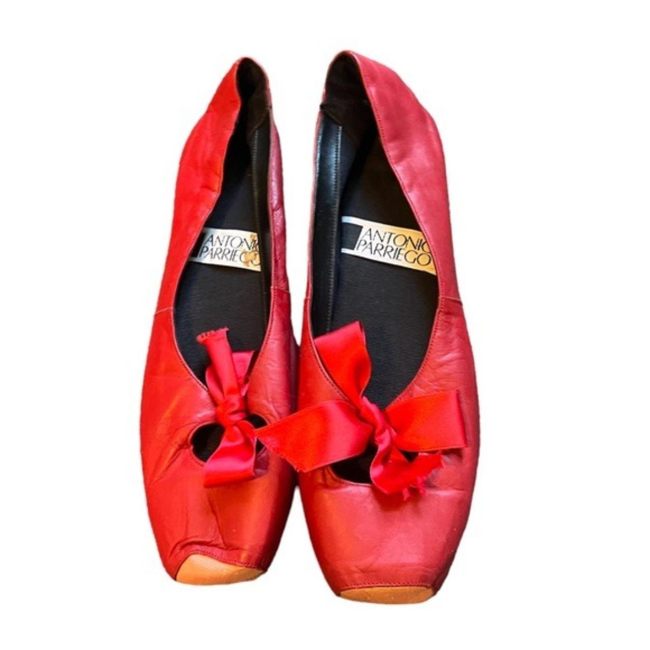 Vintage Antonio Parriego Red Ballet Flats with Bows,... - Depop